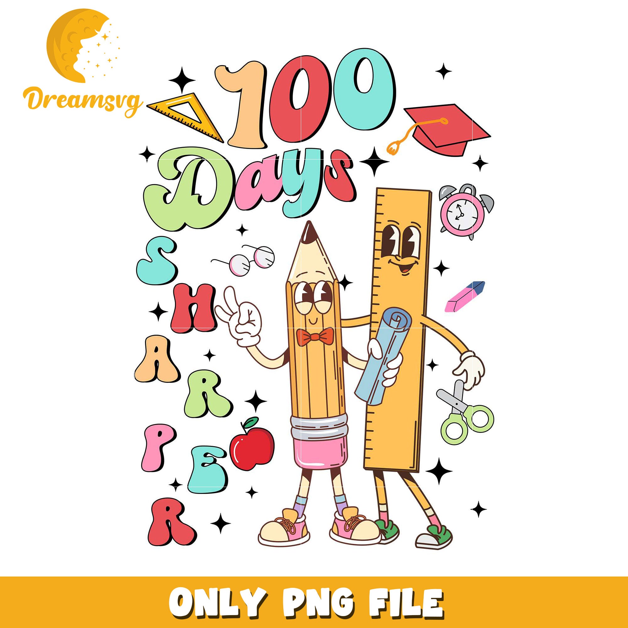 100 Days Smarter PNG School Clipart – DreamSVG Store