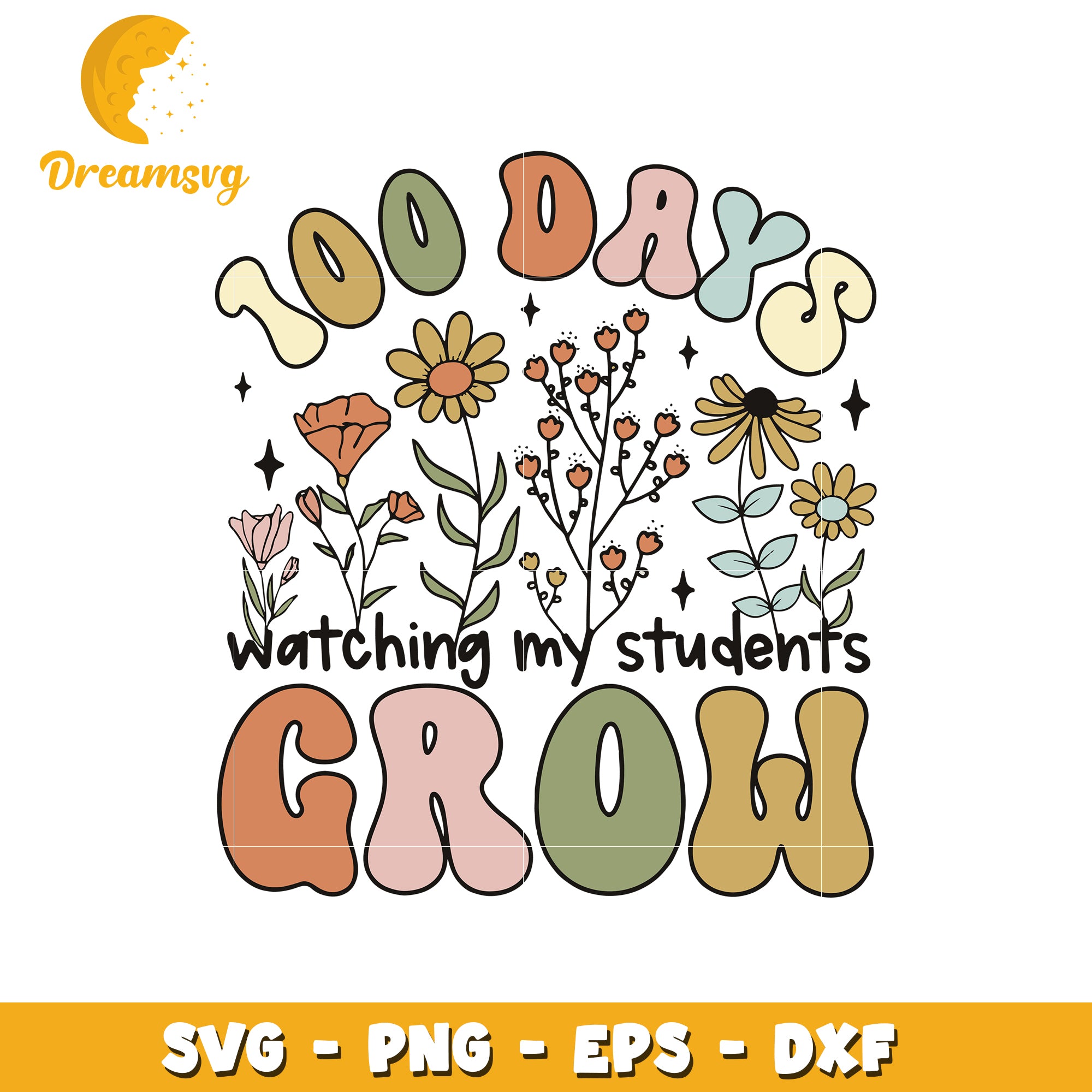 100 Days Watching My Students Grow SVG Clipart Design – DreamSVG Store