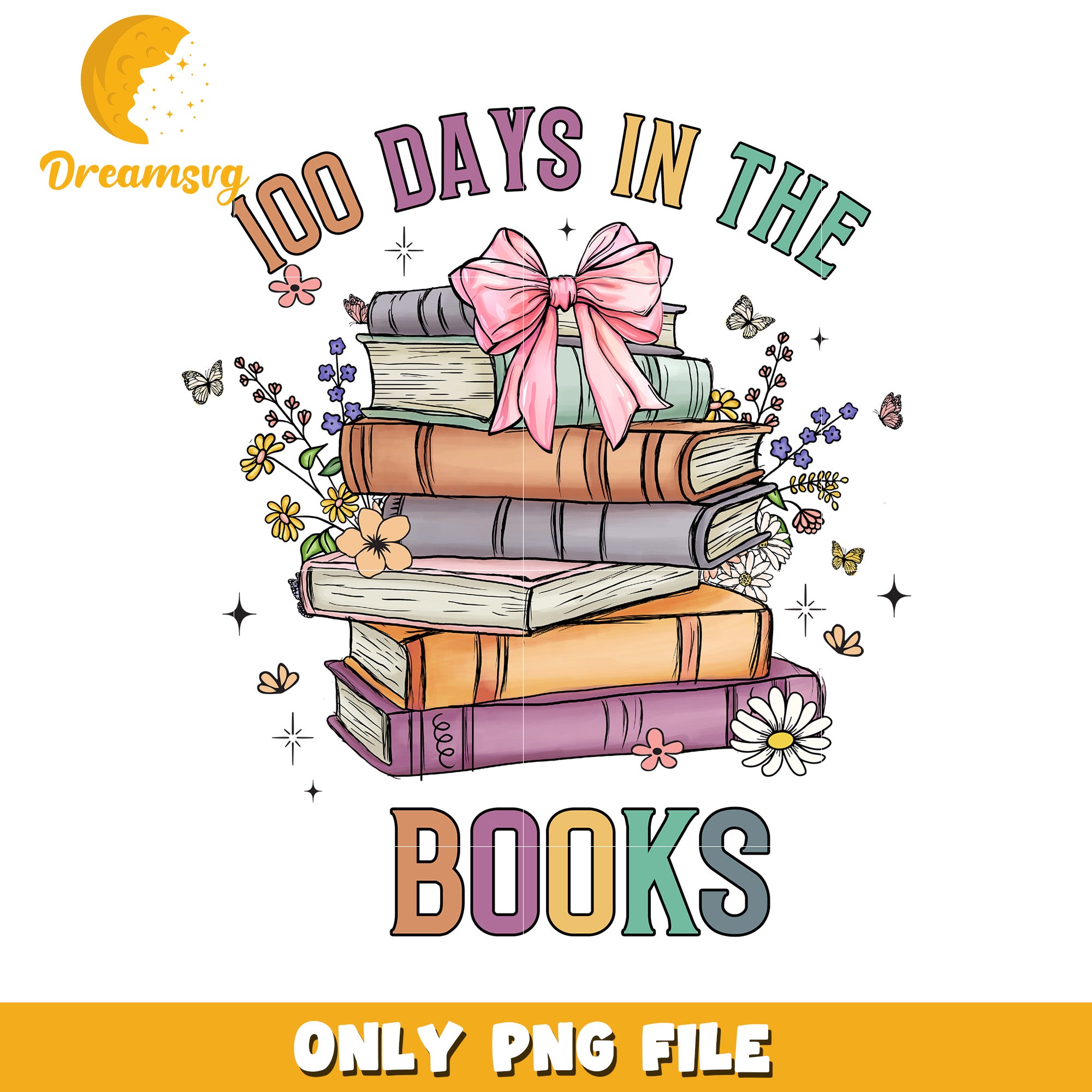 100 Days of Books PNG Design – DreamSVG Store