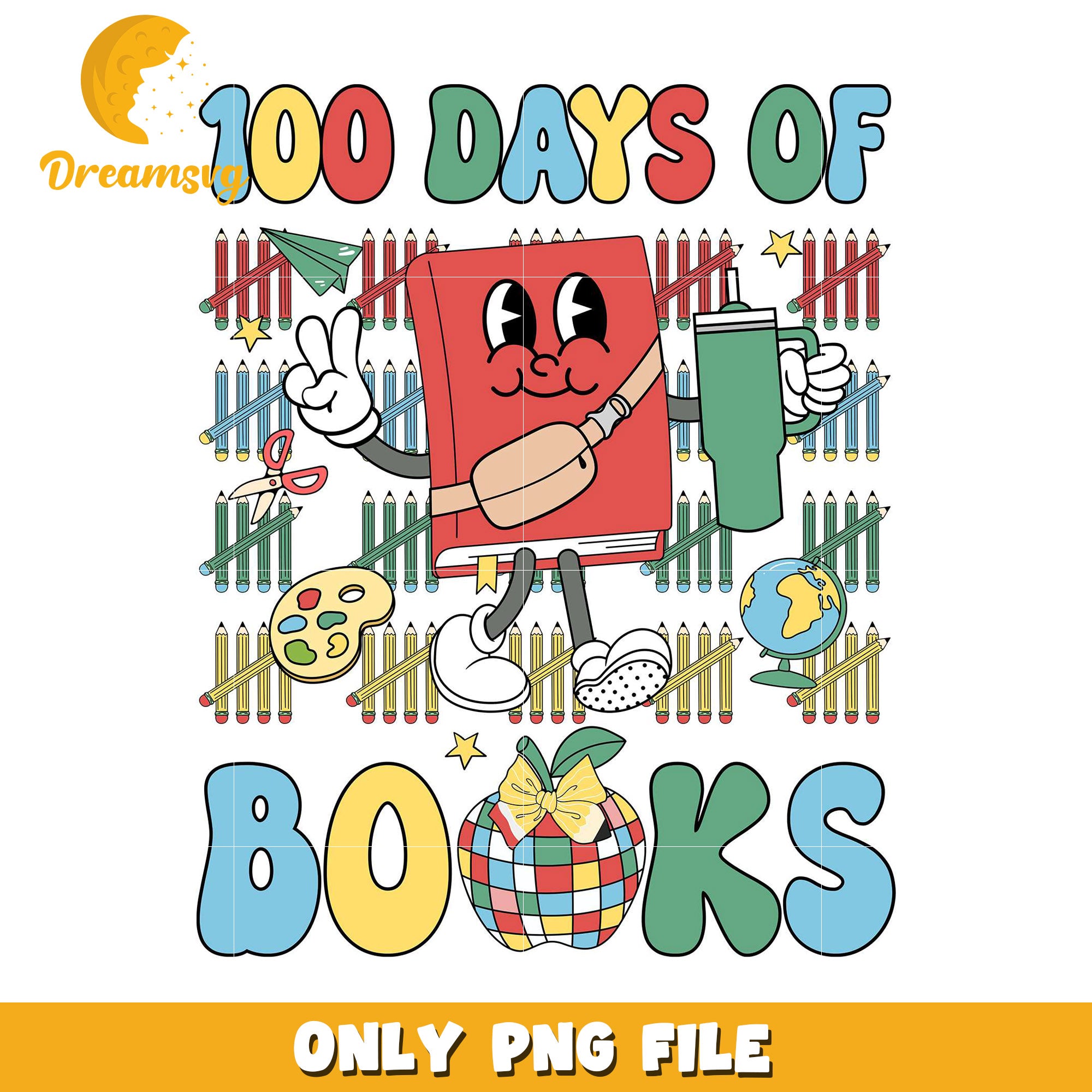 100 Days of Books PNG Sublimation – DreamSVG Store