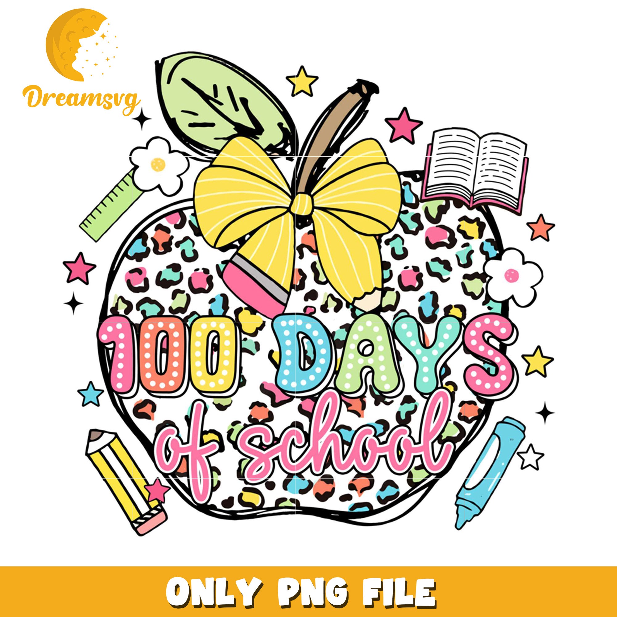 100 Days of School Apple PNG – DreamSVG Store
