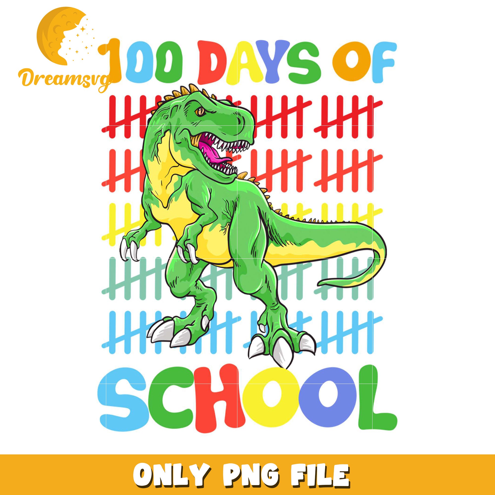 100 Days of School Dino Design PNG File for Kids Classroom Fun ...