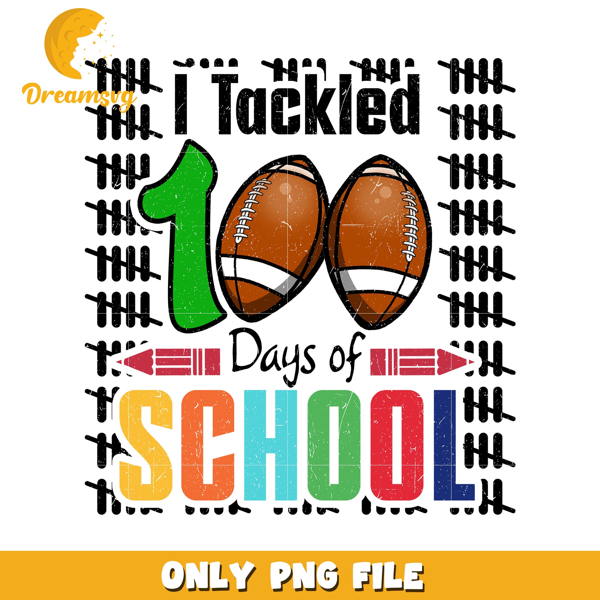 100 Days of School Football Theme PNG Design for Kids – DreamSVG Store