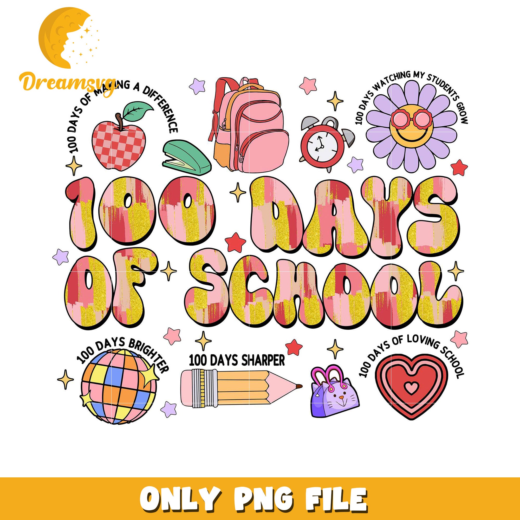 100 Days of School Fun PNG Clipart and Graphics – DreamSVG Store
