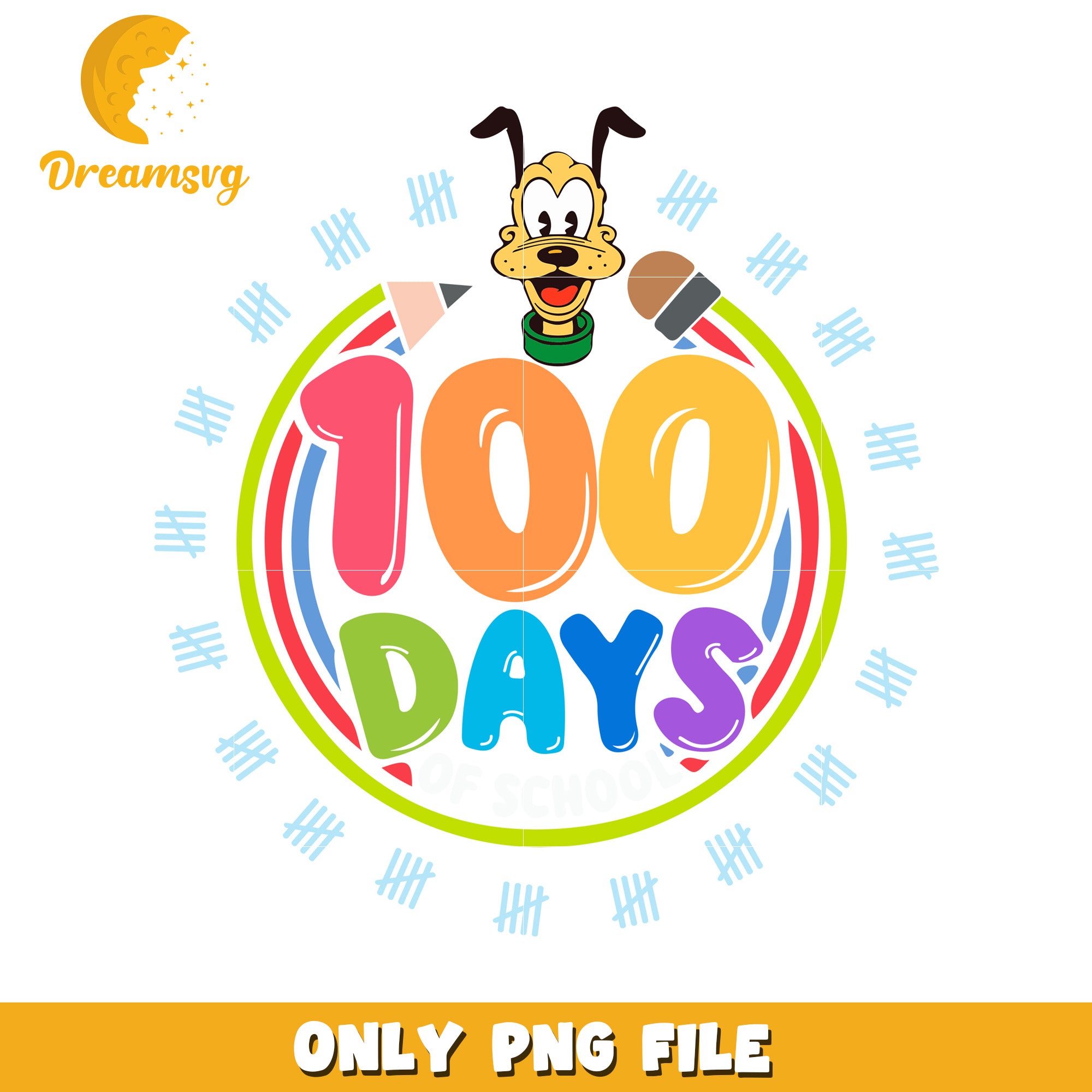 100 Days of School PNG Graphic Clipart for Kids Fun – DreamSVG Store