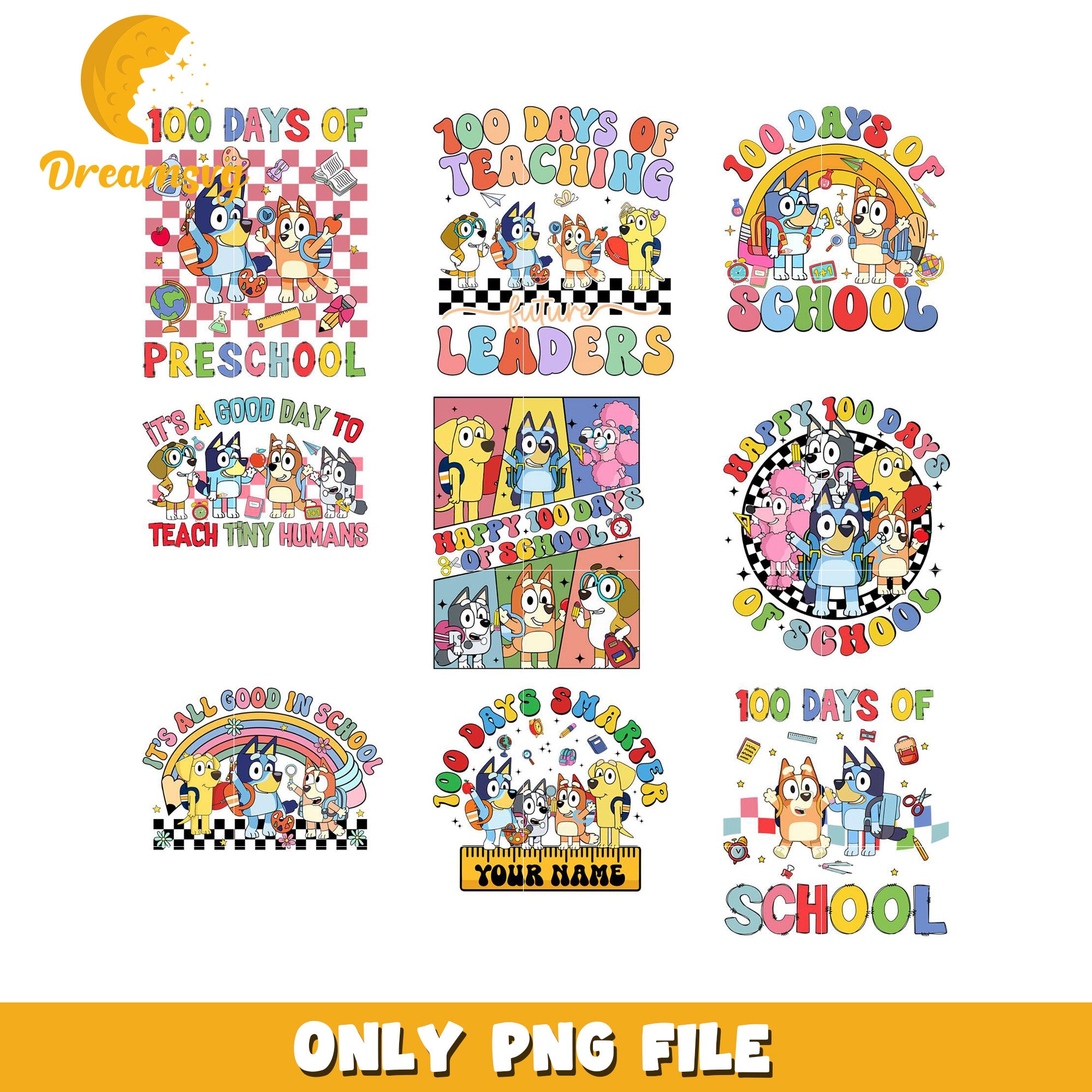 100 Days of School Themed PNG Bundle for Teachers Kids – DreamSVG Store