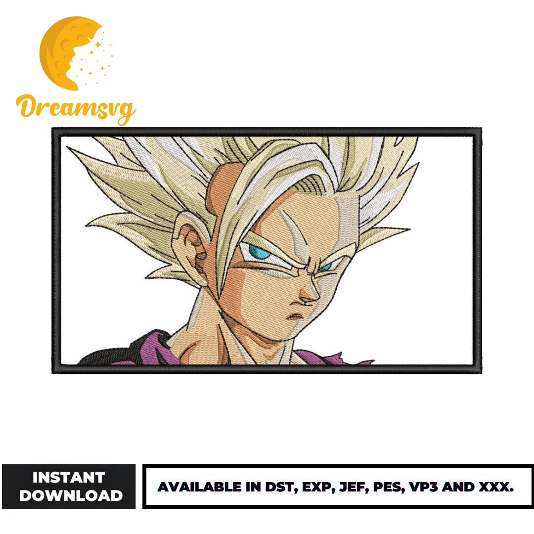 Gohan super saiyan face embroidery design – DreamSVG Store