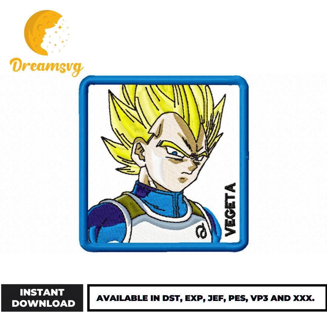 Vegeta super saiyan embroidery design, Dragon ball embroidery ...