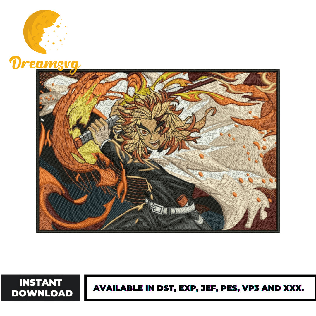 Rengoku fire embroidery design – DreamSVG Store