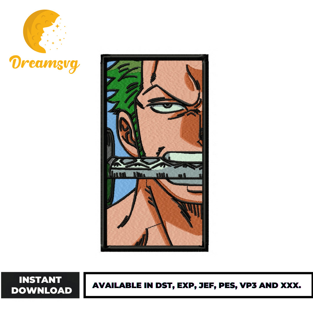 Roronoa zoro half face embroidery design – DreamSVG Store
