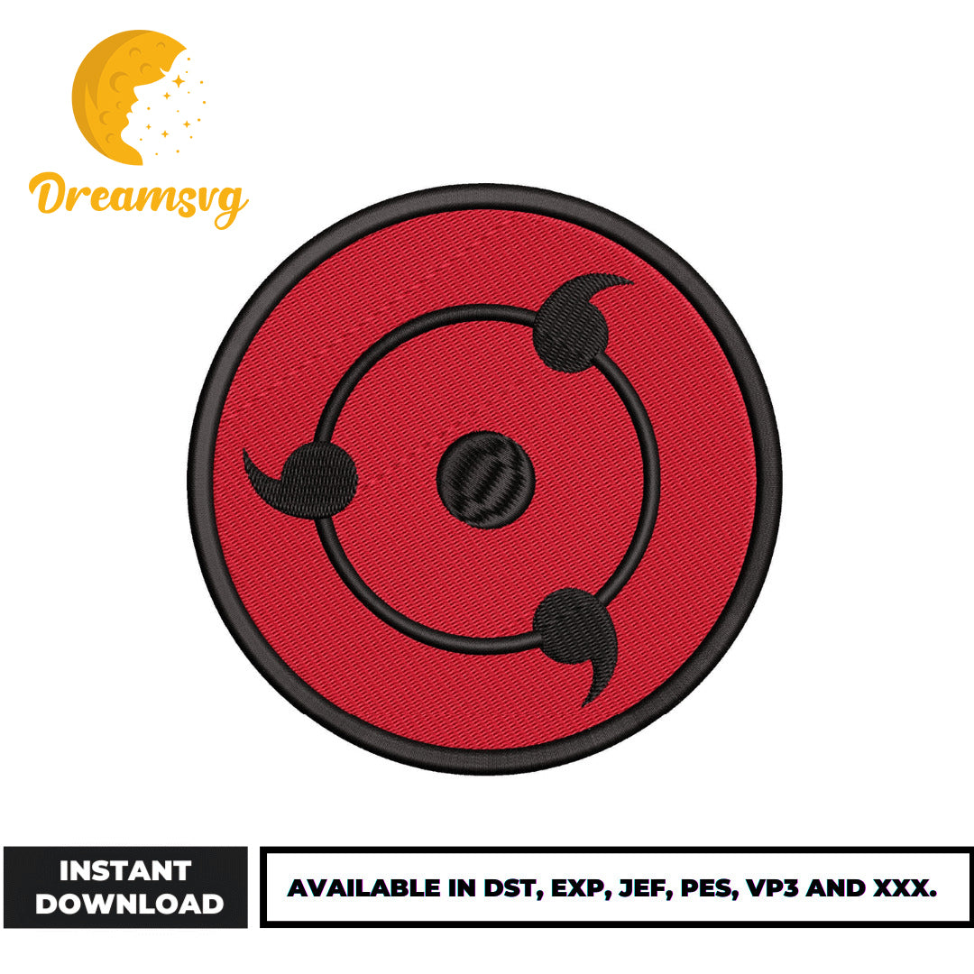 Sharingan 3 Tomoe embroidery design, Naruto embroidery – DreamSVG Store