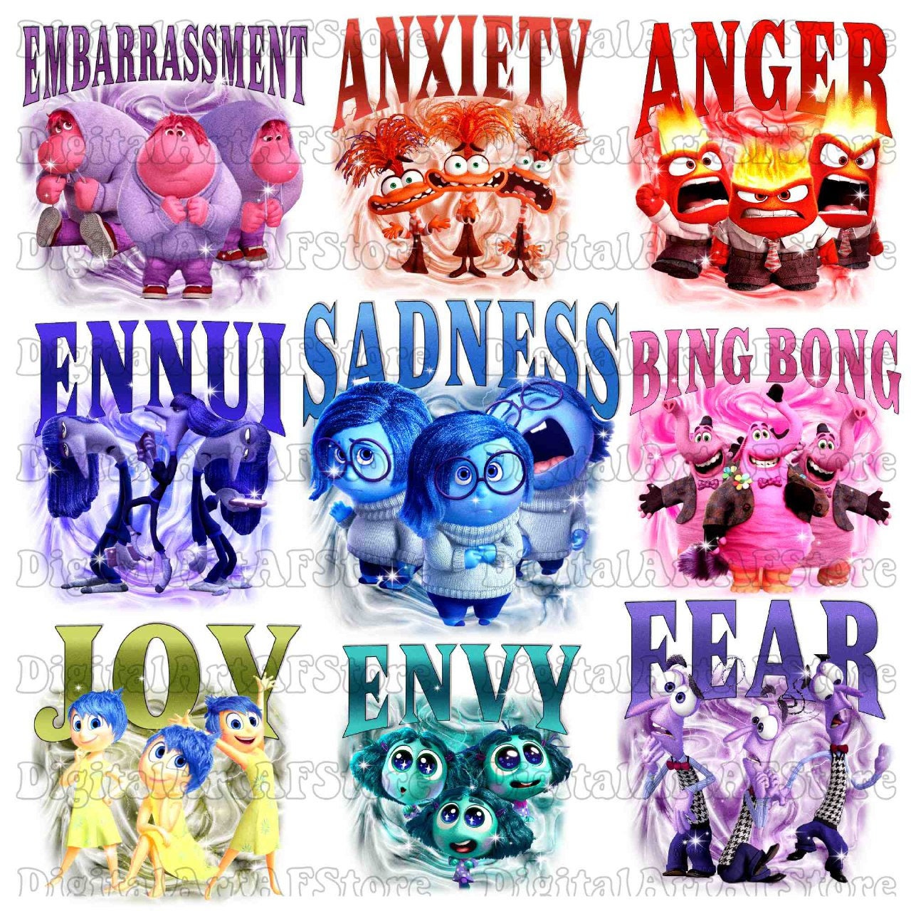 Characters name Inside Out 2 png bundle, instant digital download ...