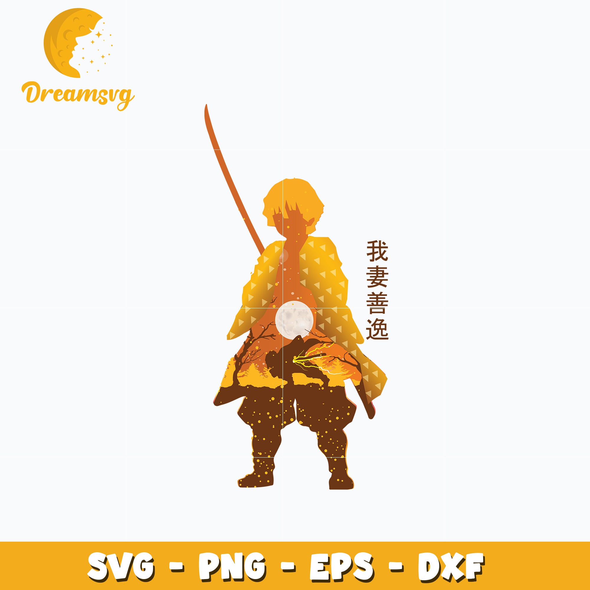 Demon slayer zenitsu agatsuma design art Svg, Kimetsu no Yaiba Svg ...