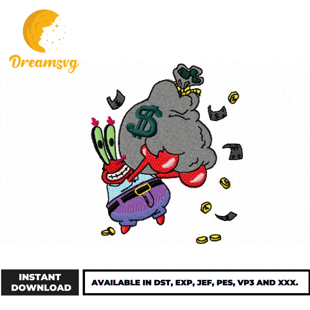 Mr. Krabs embroidery design – DreamSVG Store
