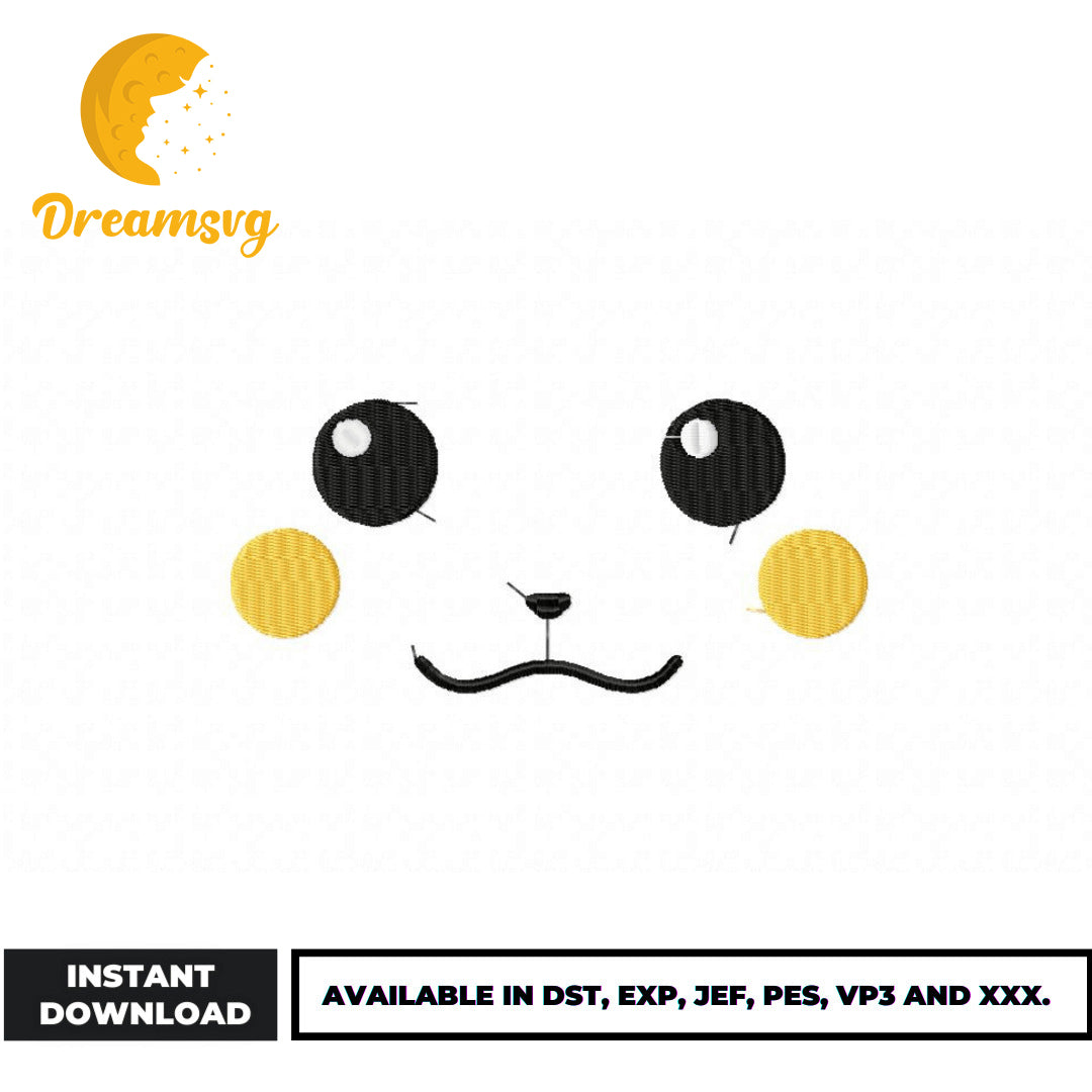 Pikachu face cute embroidery design – DreamSVG Store