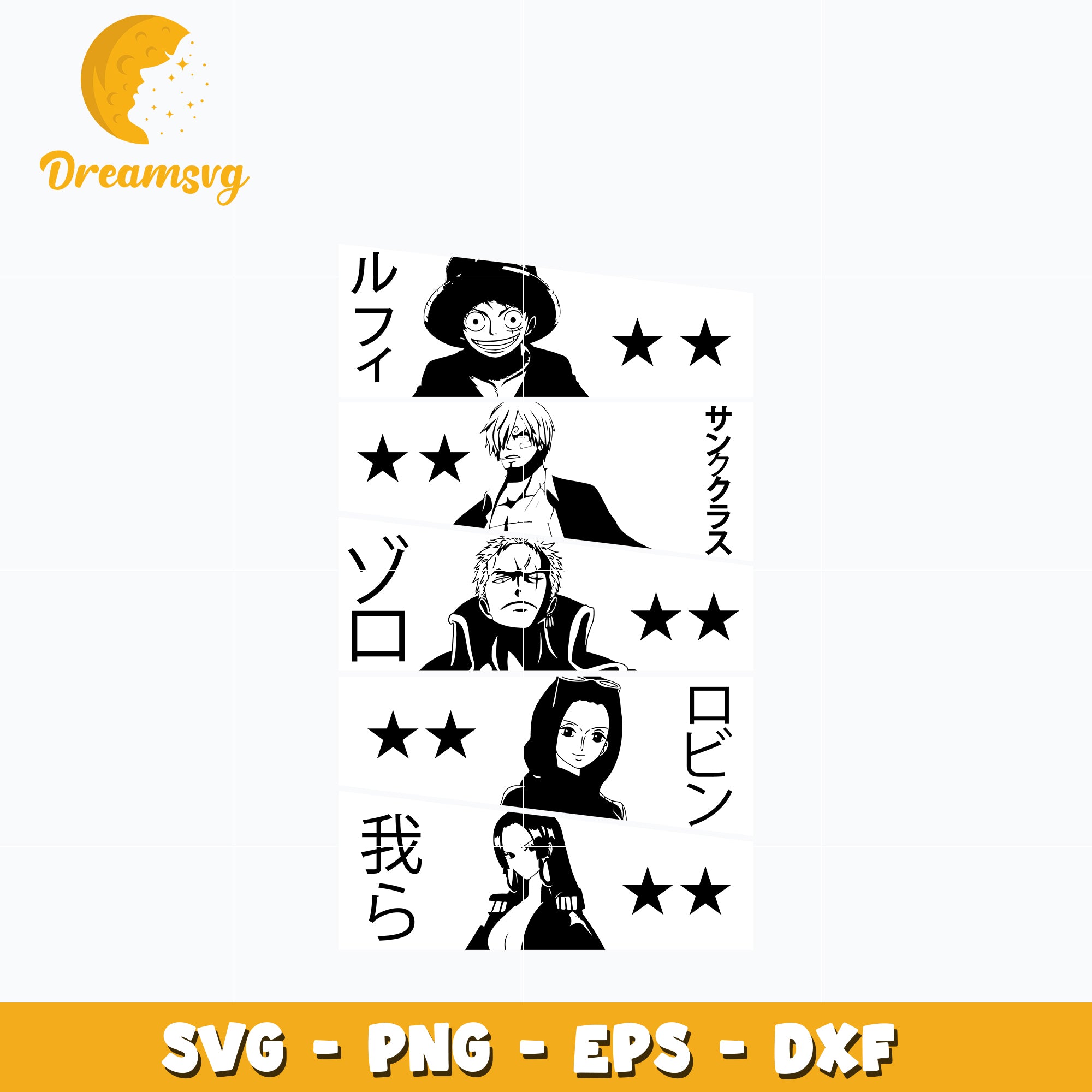 One piece characters Svg, Anime Svg, One piece Svg – DreamSVG Store