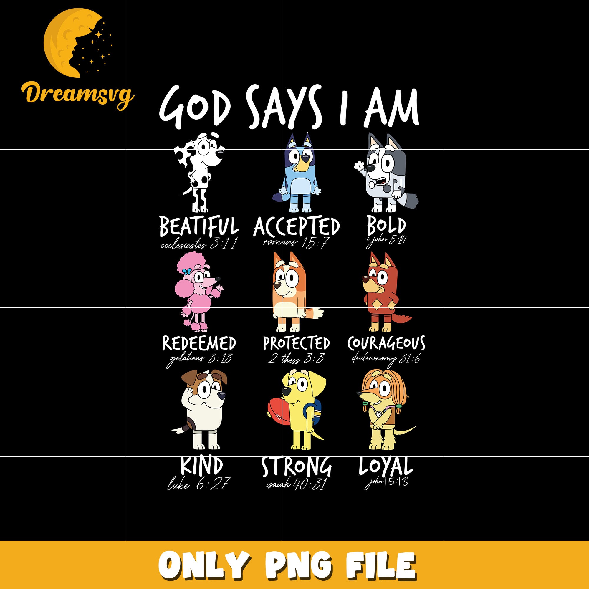 Bluey god say i am cartoon png – DreamSVG Store