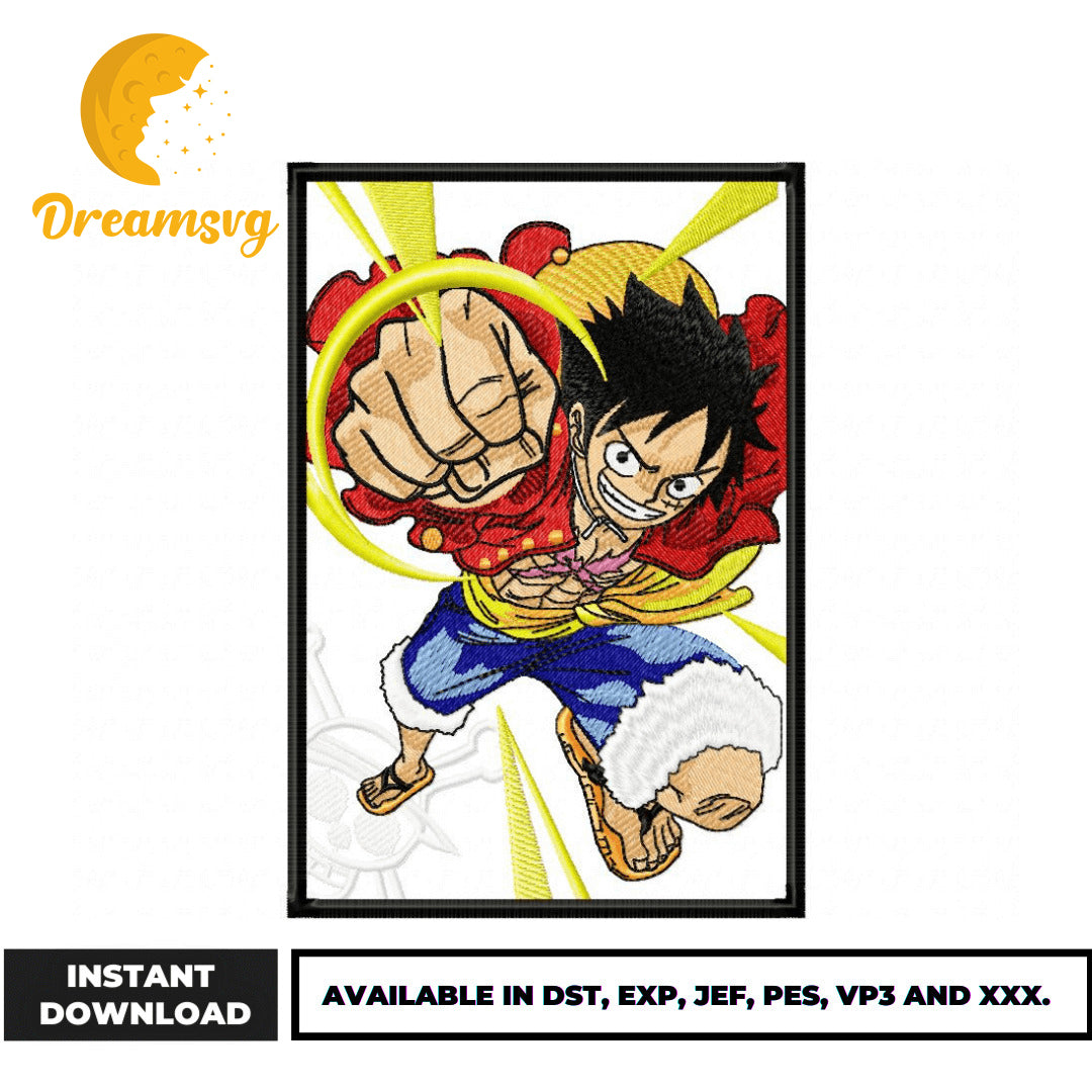 Monkey D. Luffy punch embroidery design – DreamSVG Store