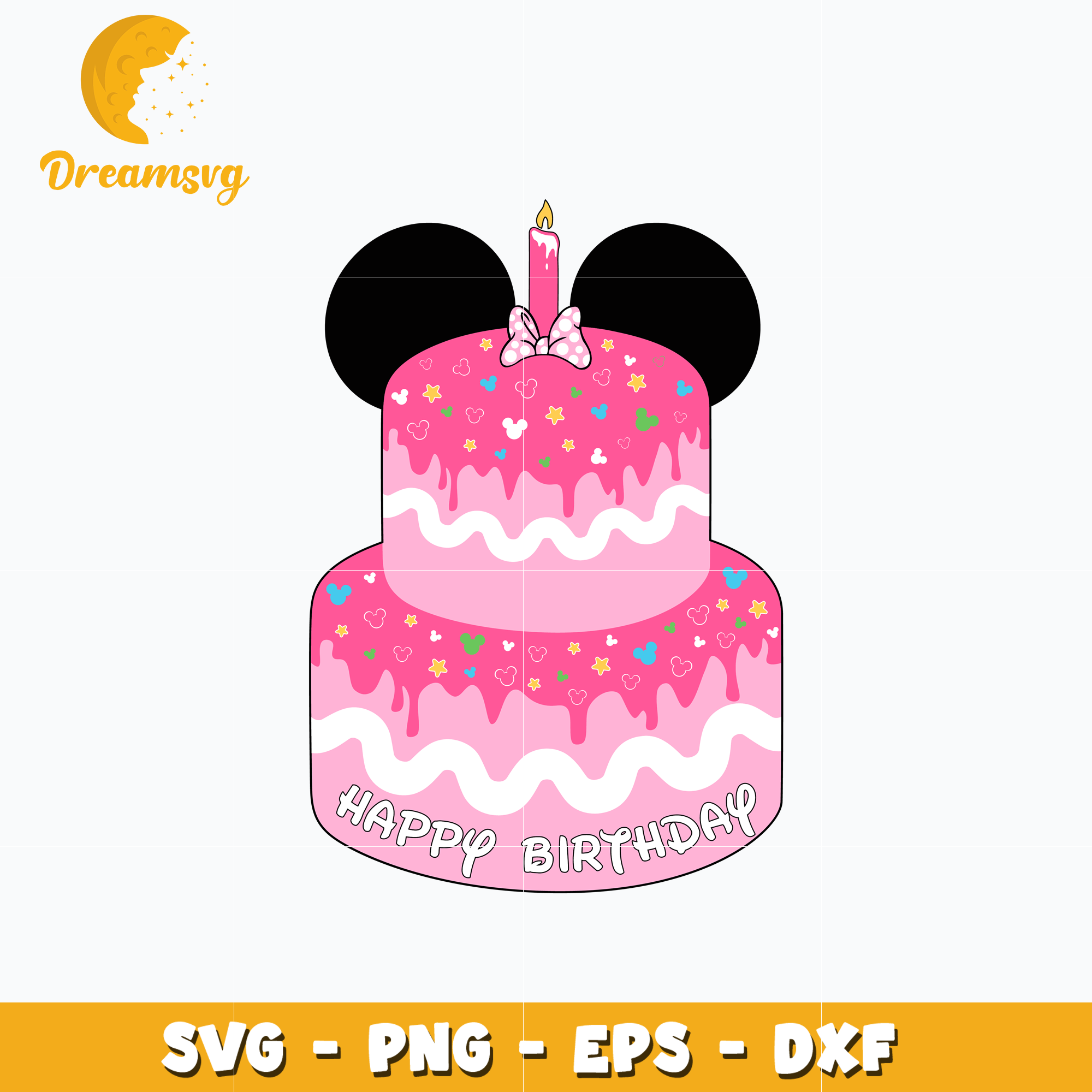 Mickey mouse pink birthday cake svg – DreamSVG Store
