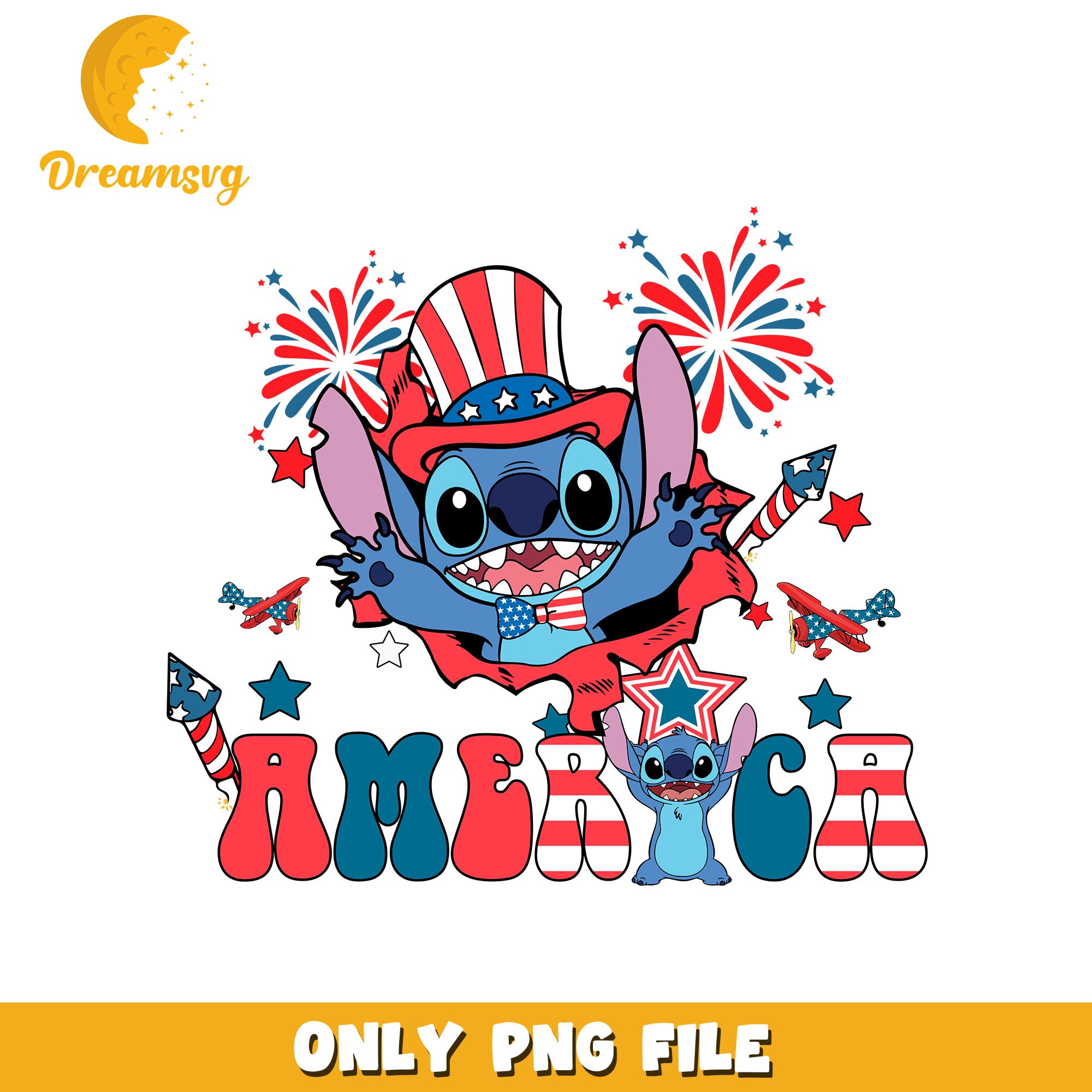 4th of July America Stitch design png – DreamSVG Store