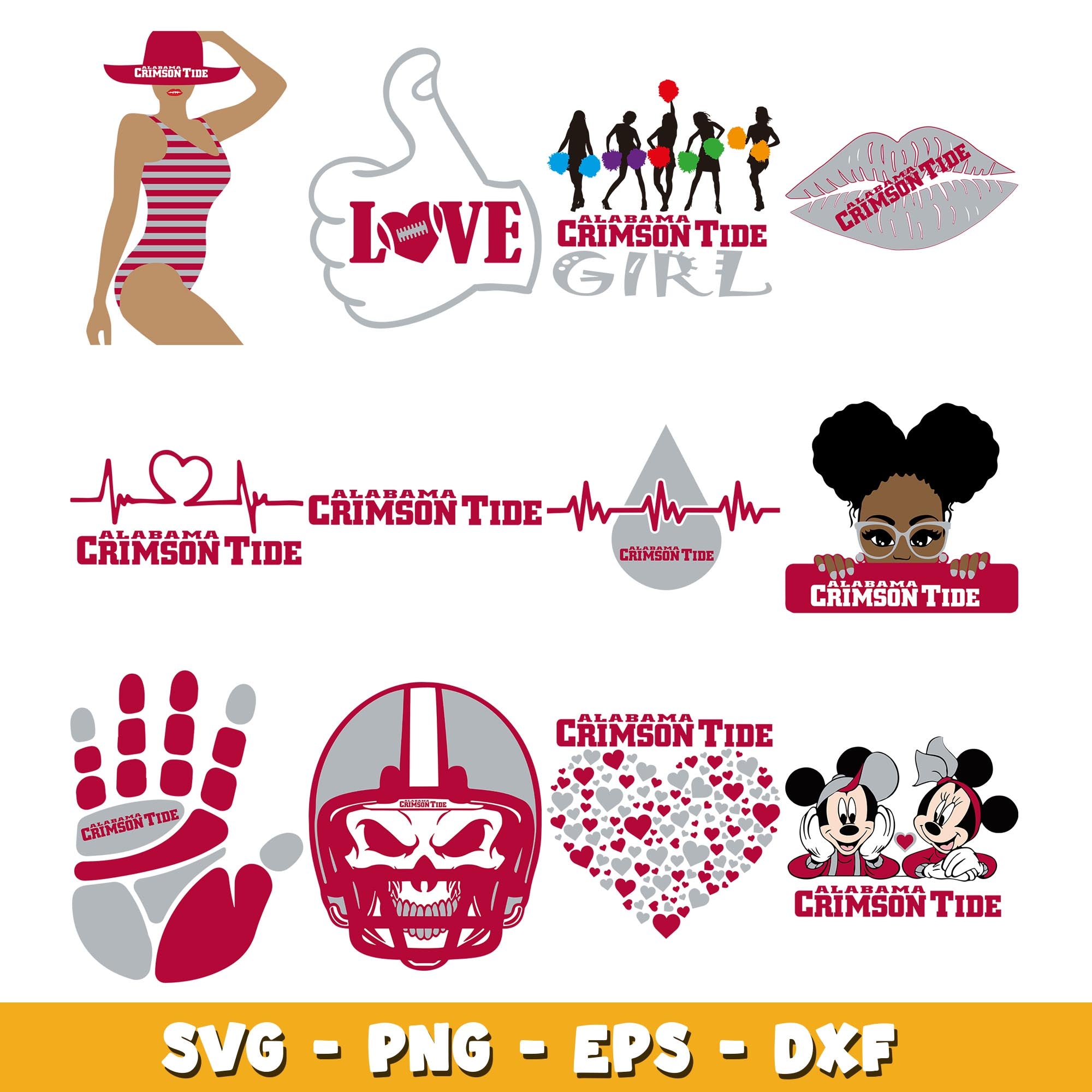 Alabama Crimson Tide girl bundle svg, Alabama Crimson Tide logo svg, n ...