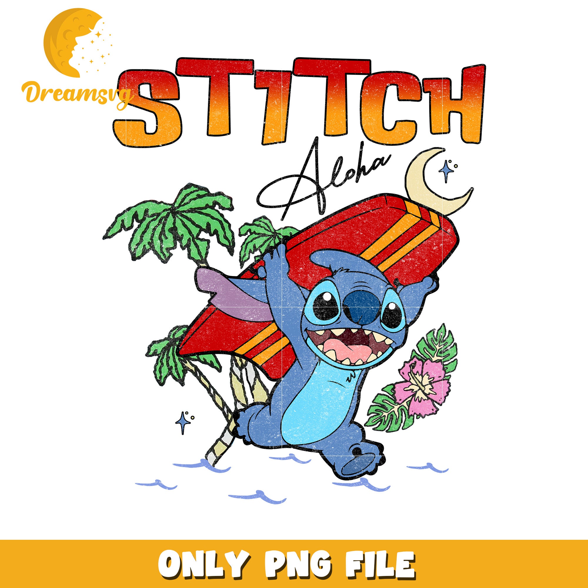 Aloha Stitch Surfing PNG Image for Download Use – DreamSVG Store
