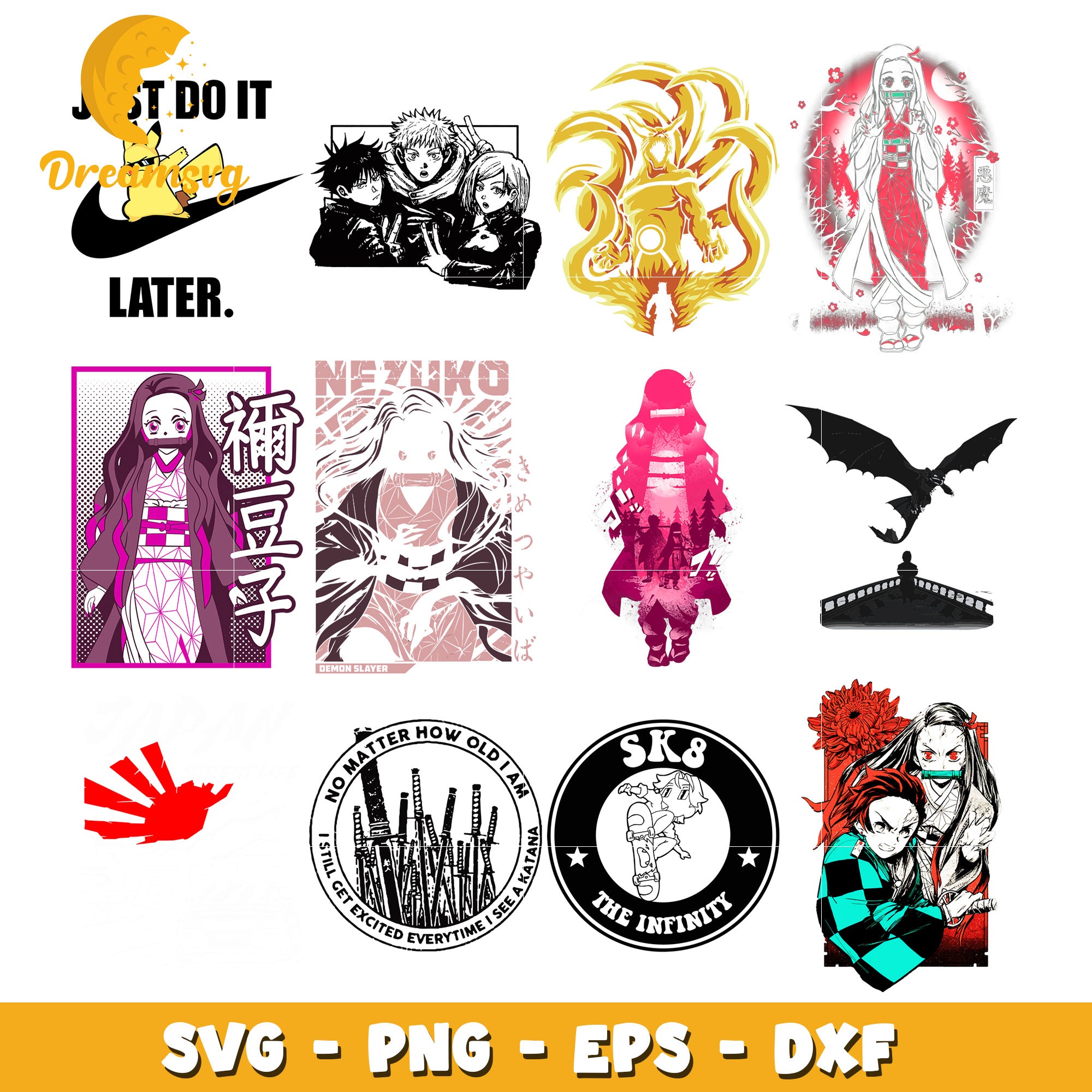 Nezuko kamado character design bundle svg, anime demon slayer svg ...
