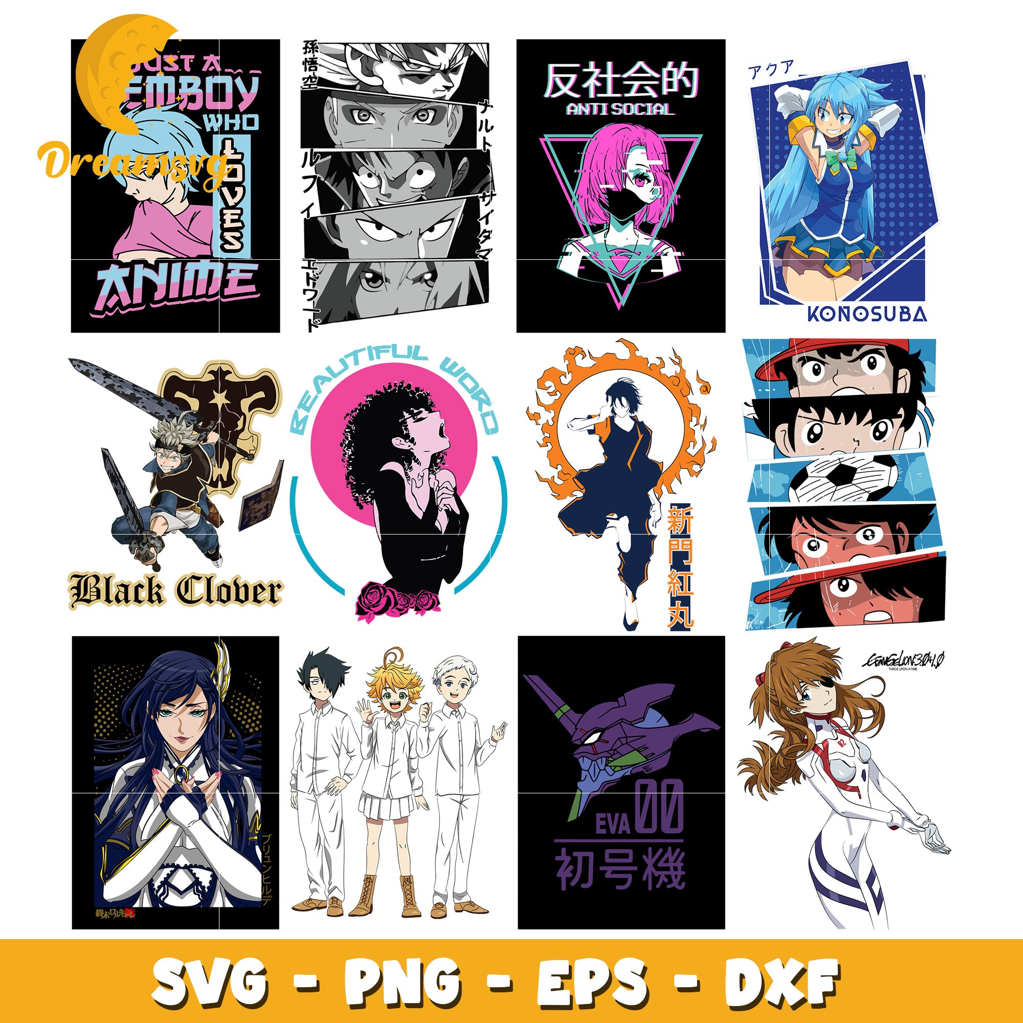 Popular anime characters design bundle svg, popular animes svg ...