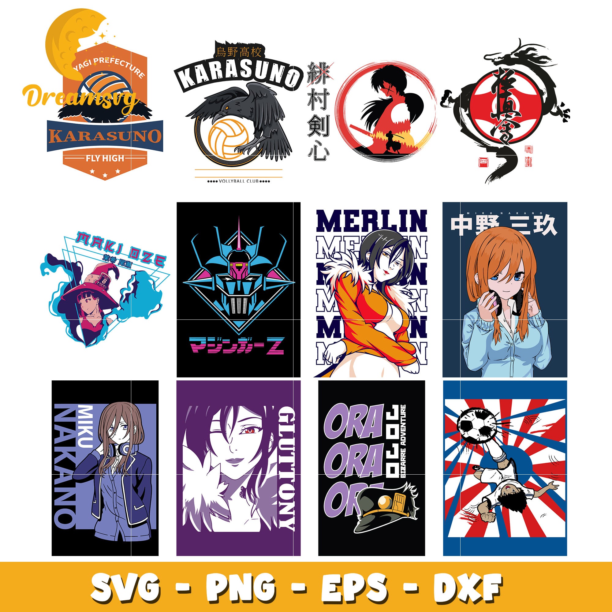 Miku nakano character bundle svg, kenshin himura svg, anime svg ...
