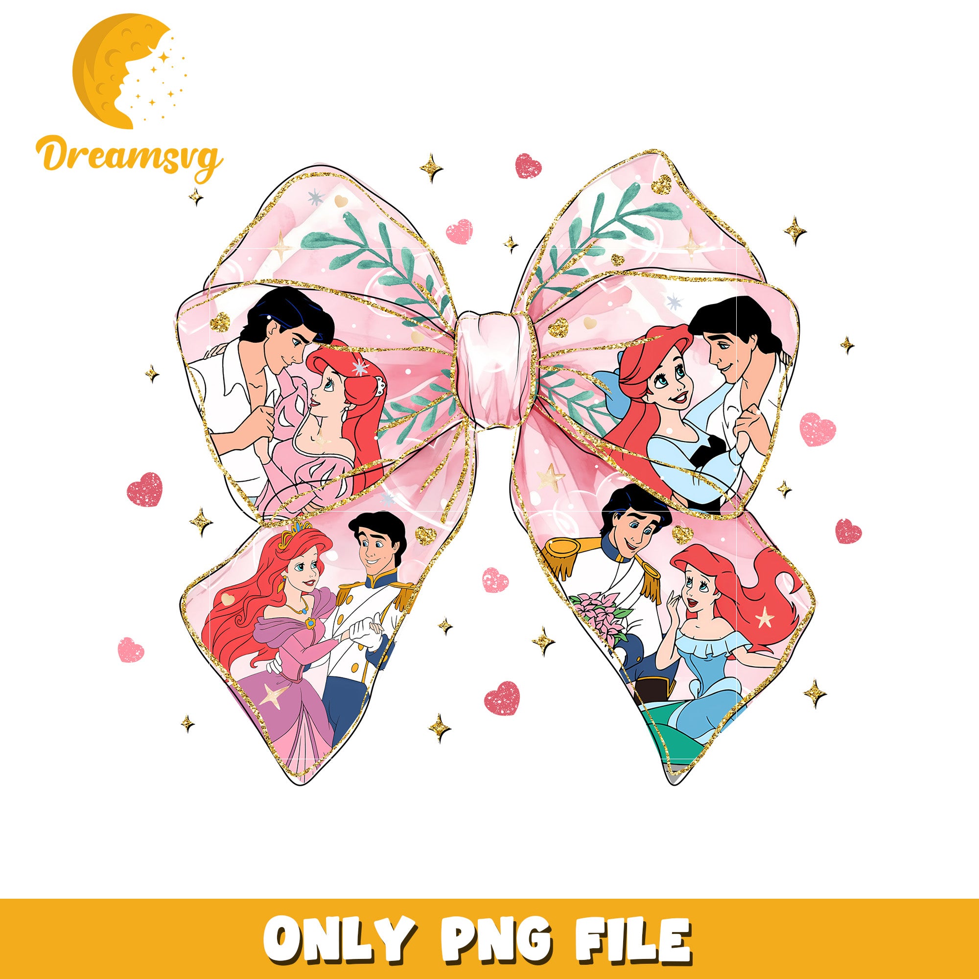 Ariel & Eric Bow PNG Sublimation – DreamSVG Store