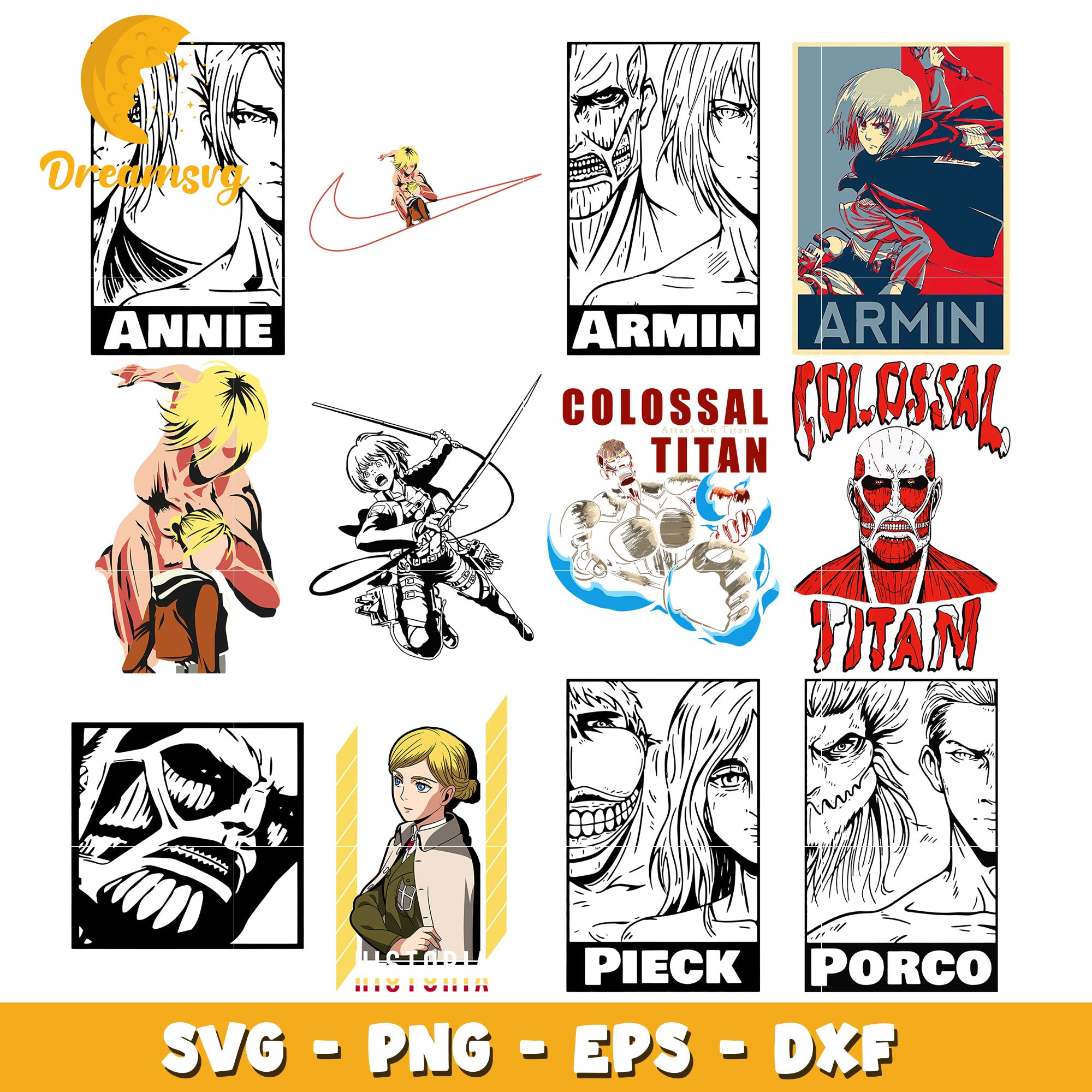 Attack on titan characters name bundle svg, attack on titan svg ...