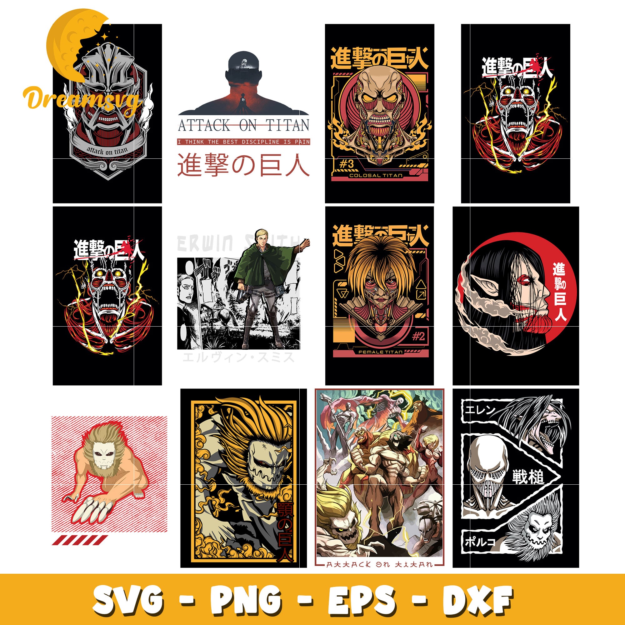 Titan anime characters bundle svg, attack on titan anime svg – DreamSVG ...