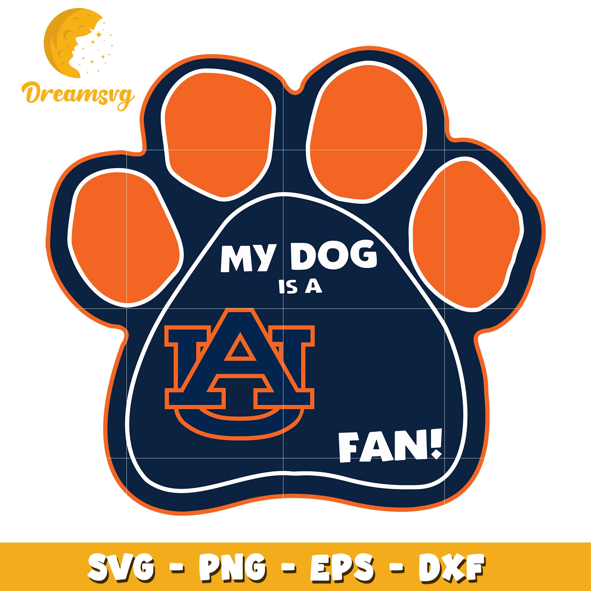 Auburn Dog Paw Print SVG PNG EPS DXF – DreamSVG Store