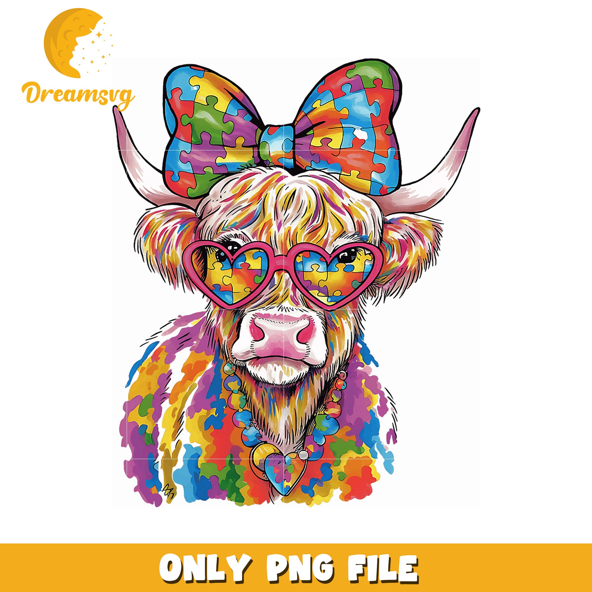 Autism Awareness Highland Cow PNG – DreamSVG Store