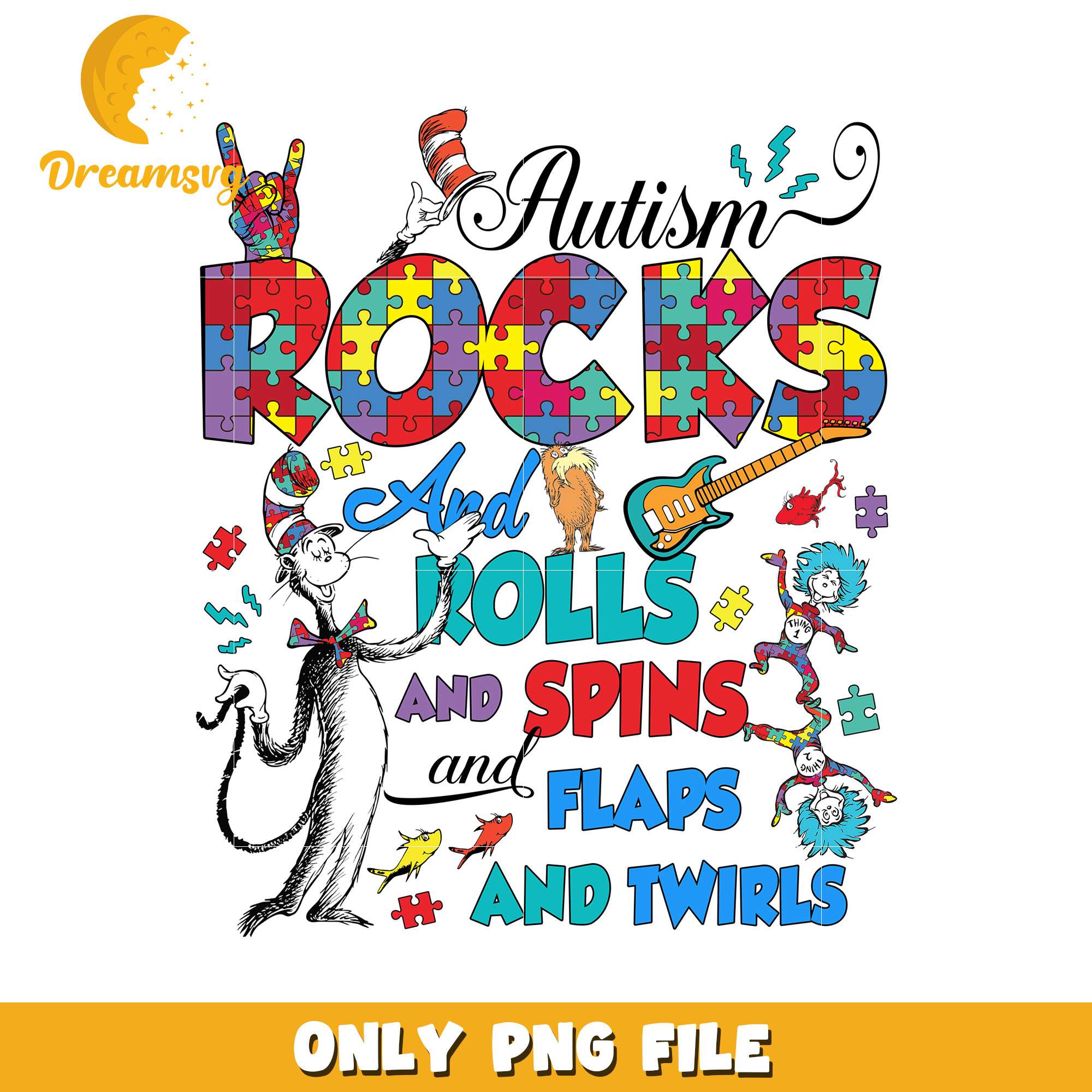 Autism Rocks Colorful PNG Design for Awareness and Fun – DreamSVG Store
