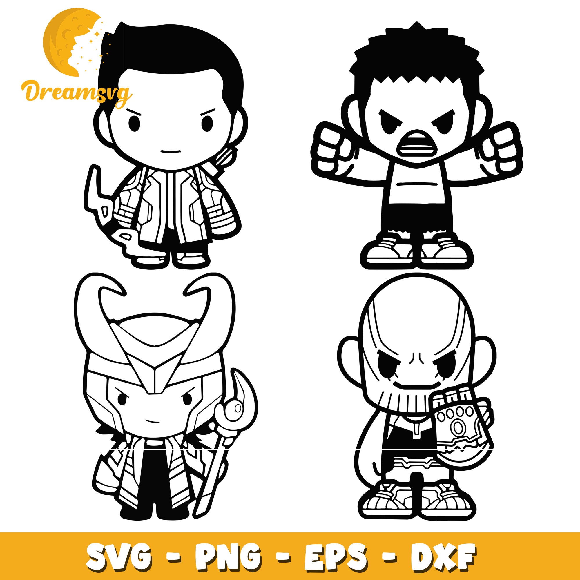 Avengers infinity chibi bundle svg, marvel comics svg – DreamSVG Store
