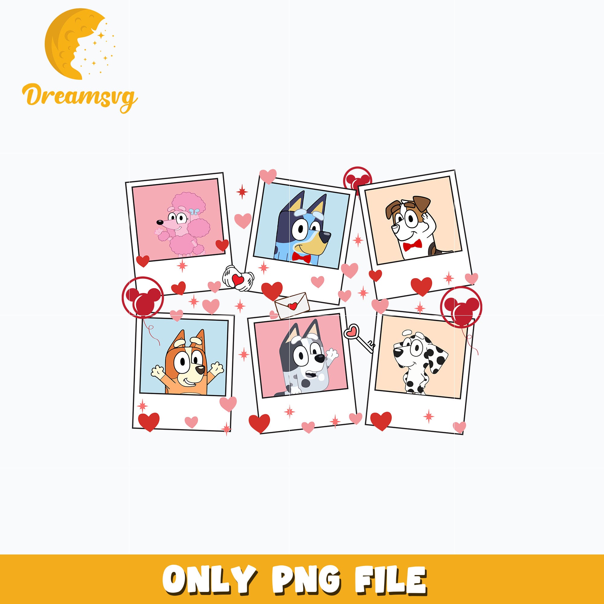 Bluey friends heart valentines png – DreamSVG Store