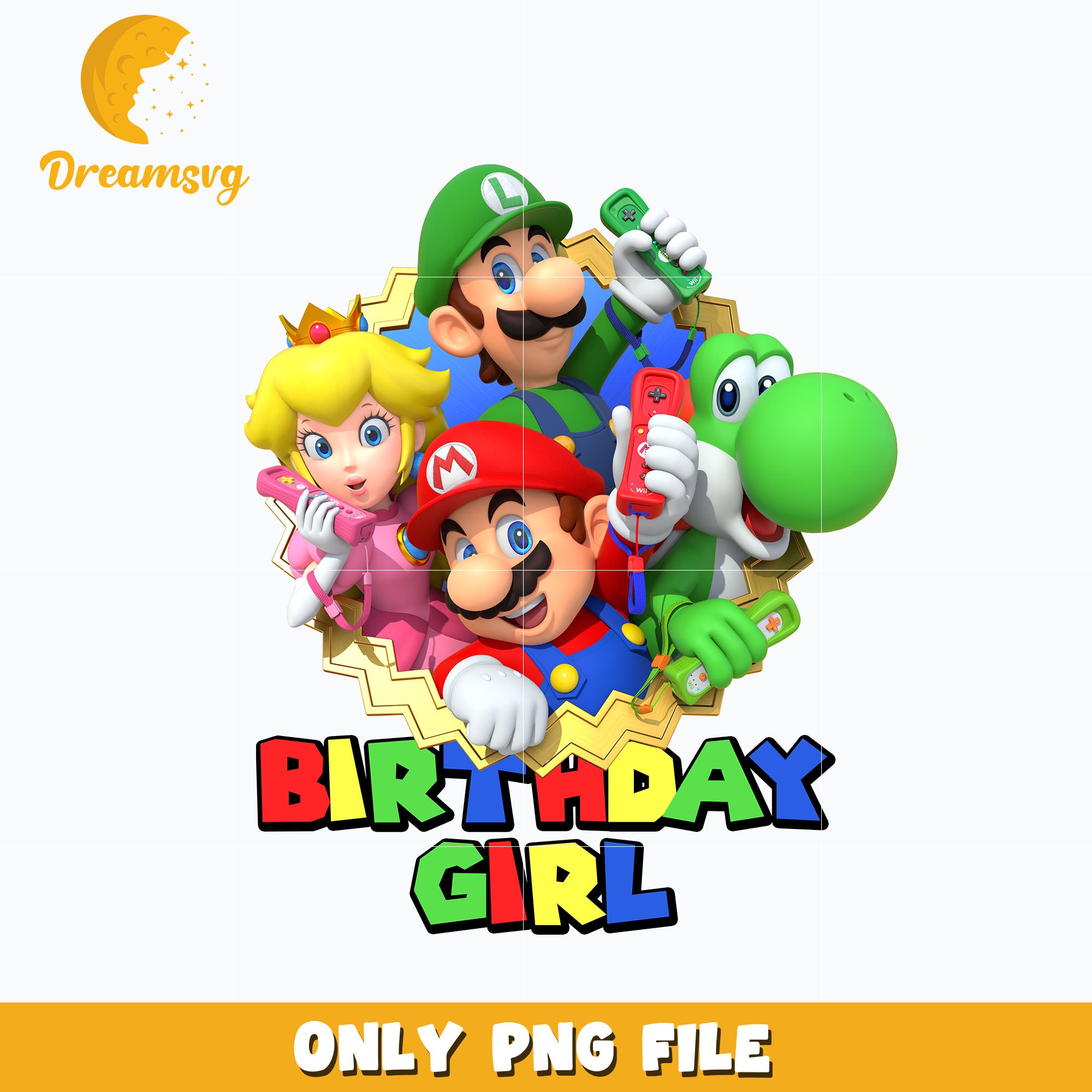 Mario friends birthday girl png – DreamSVG Store