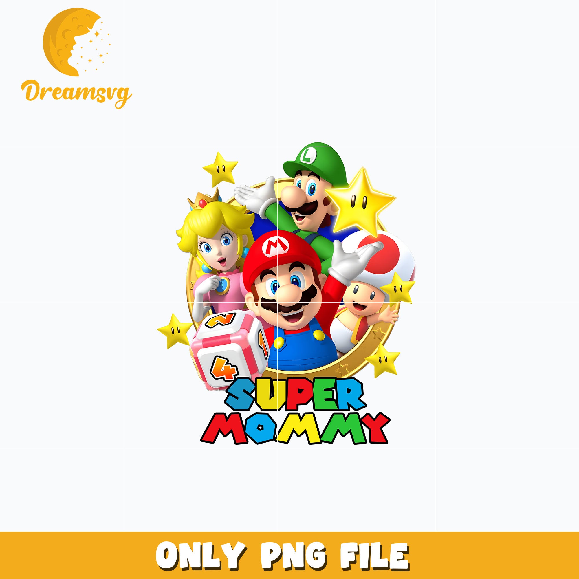 Mario bros friends super mommy png – DreamSVG Store