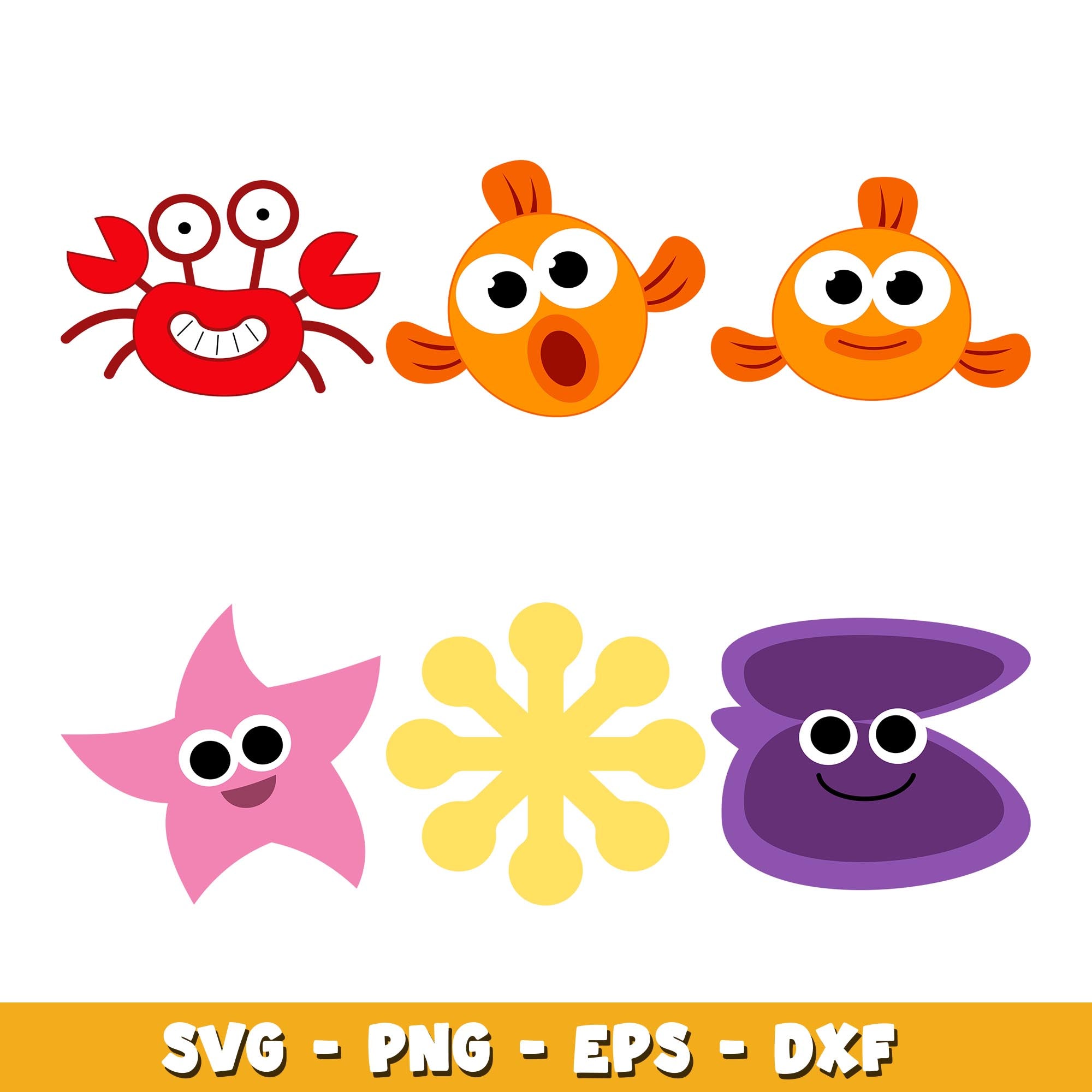 Sea Baby Shark Friends svg, Baby Shark bundle svg, Cartoon svg, Digita ...