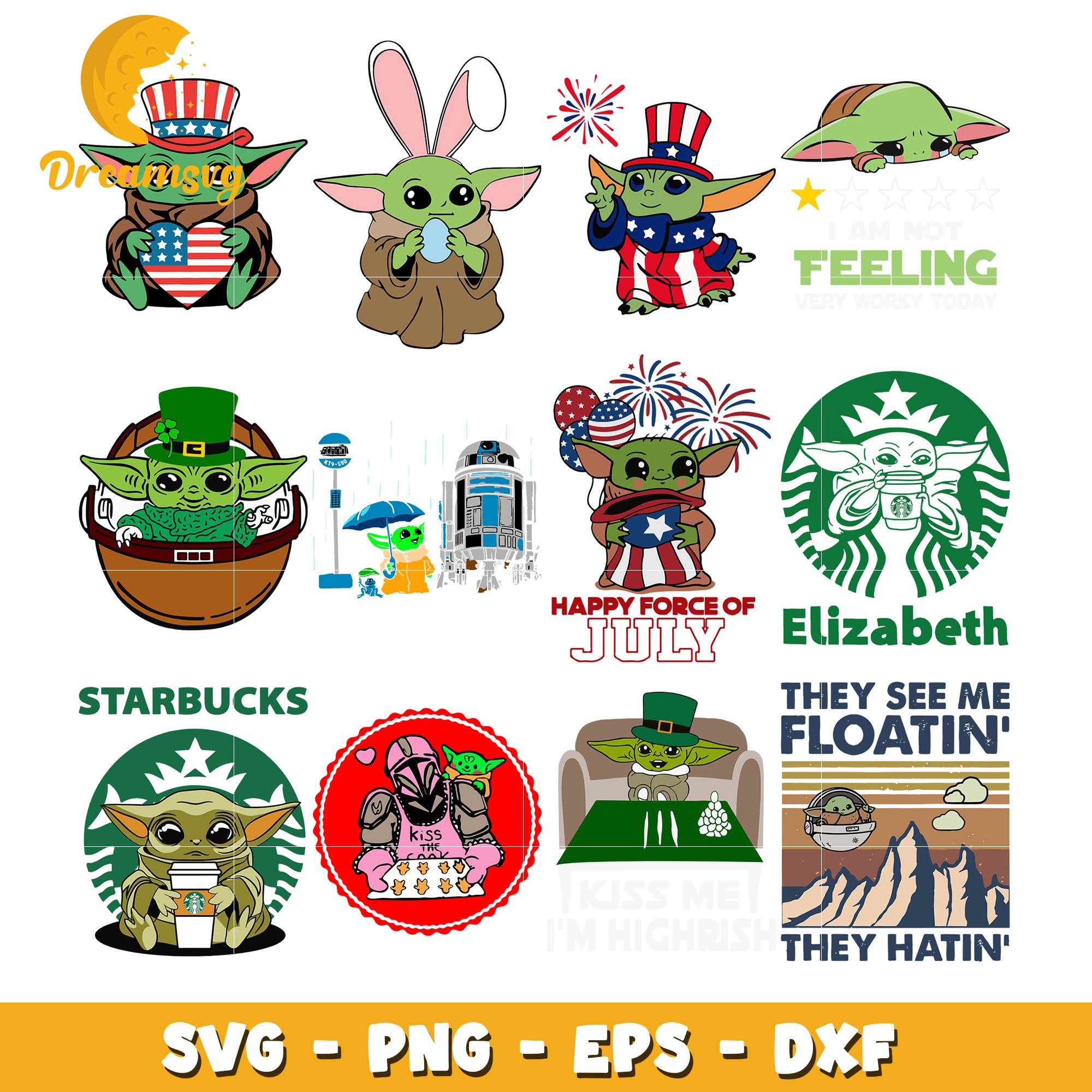 Baby Yoda happy force of july bundle svg, star wars svg – DreamSVG Store