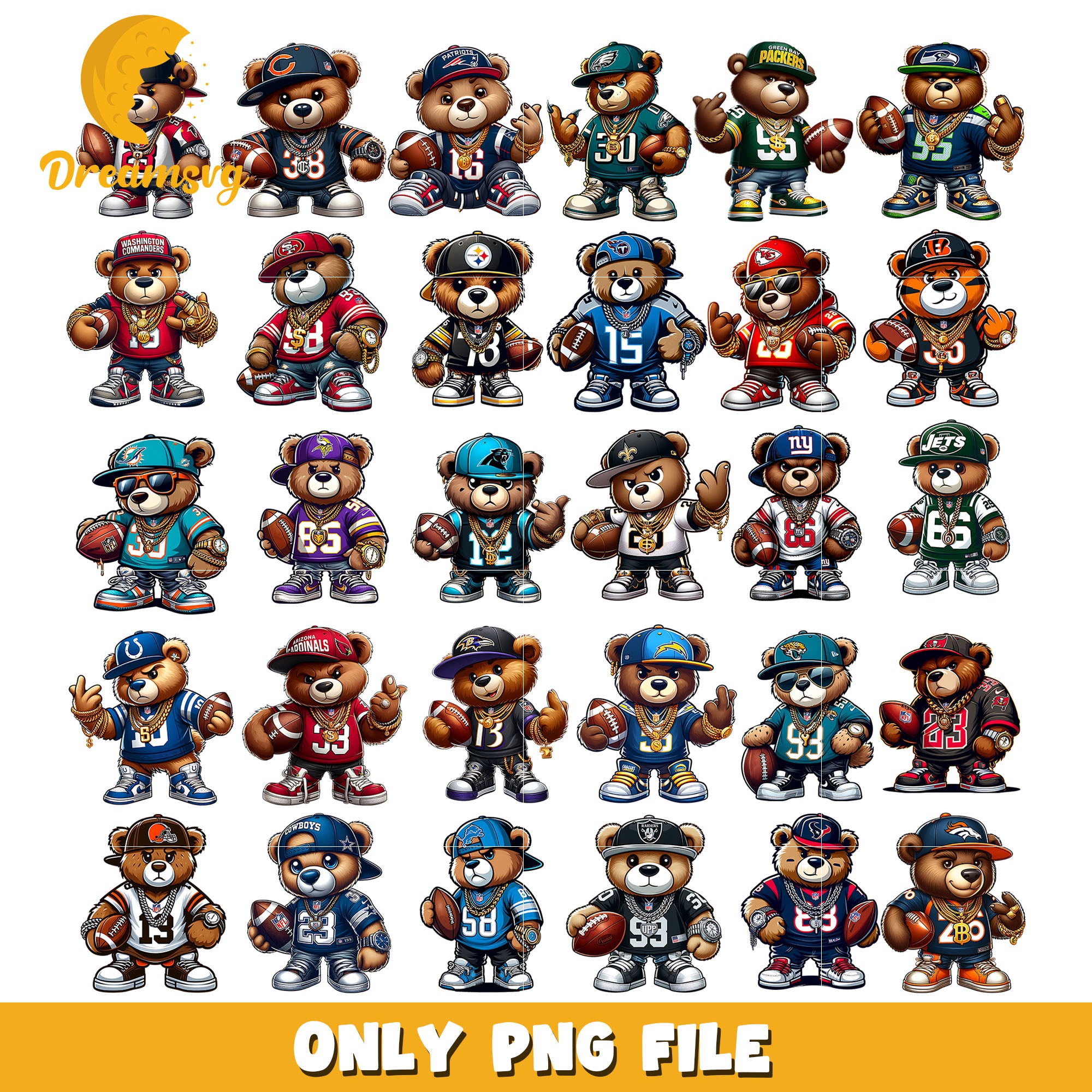 Nfl logo bear design bundle png, nfl teams png, nfl png – DreamSVG Store