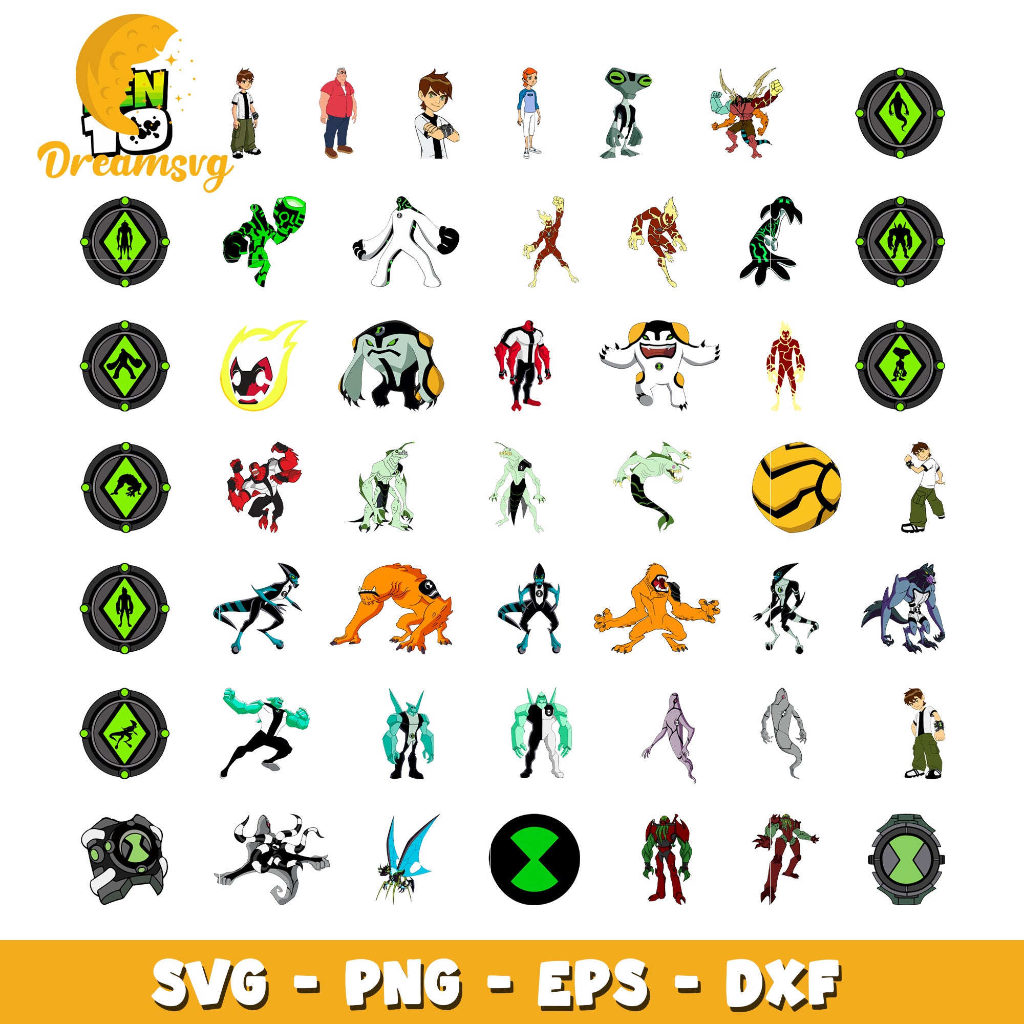Ben 10 characters design bundle svg, ben 10 cartoon svg – DreamSVG Store