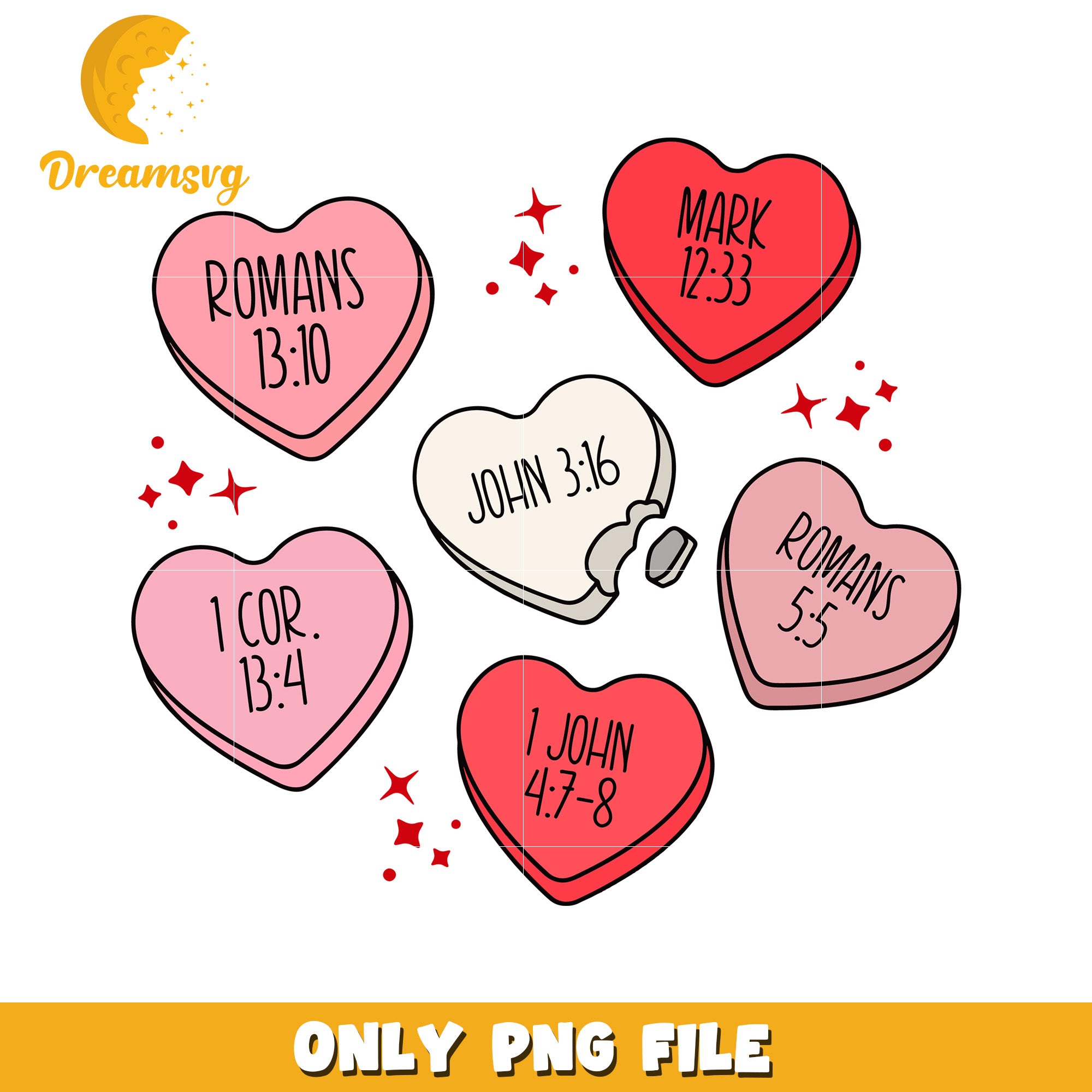 Bible Verse Candy Hearts PNG – DreamSVG Store