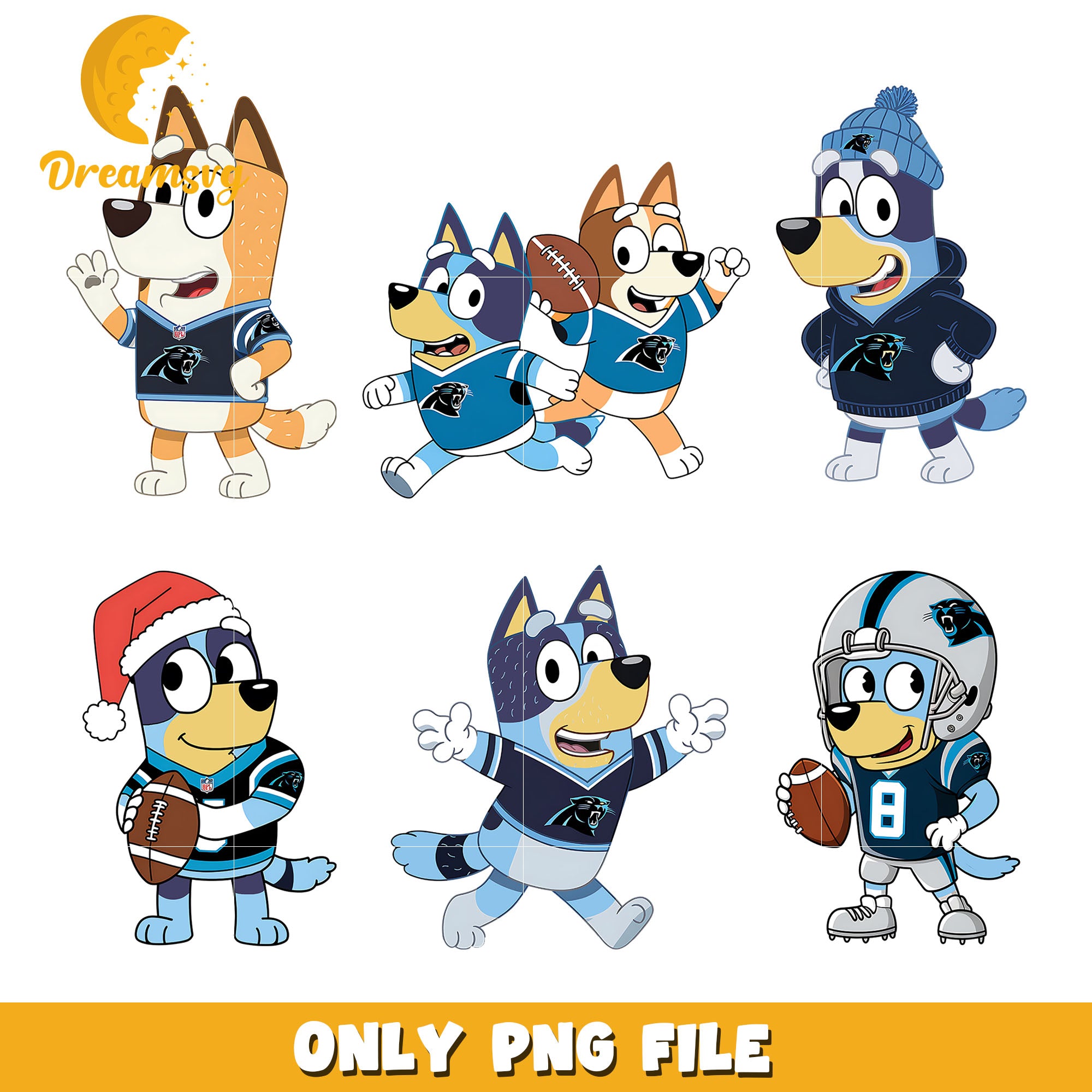 Bluey and Bingo fan nfl bundle png, Carolina Panthers png, nfl png ...