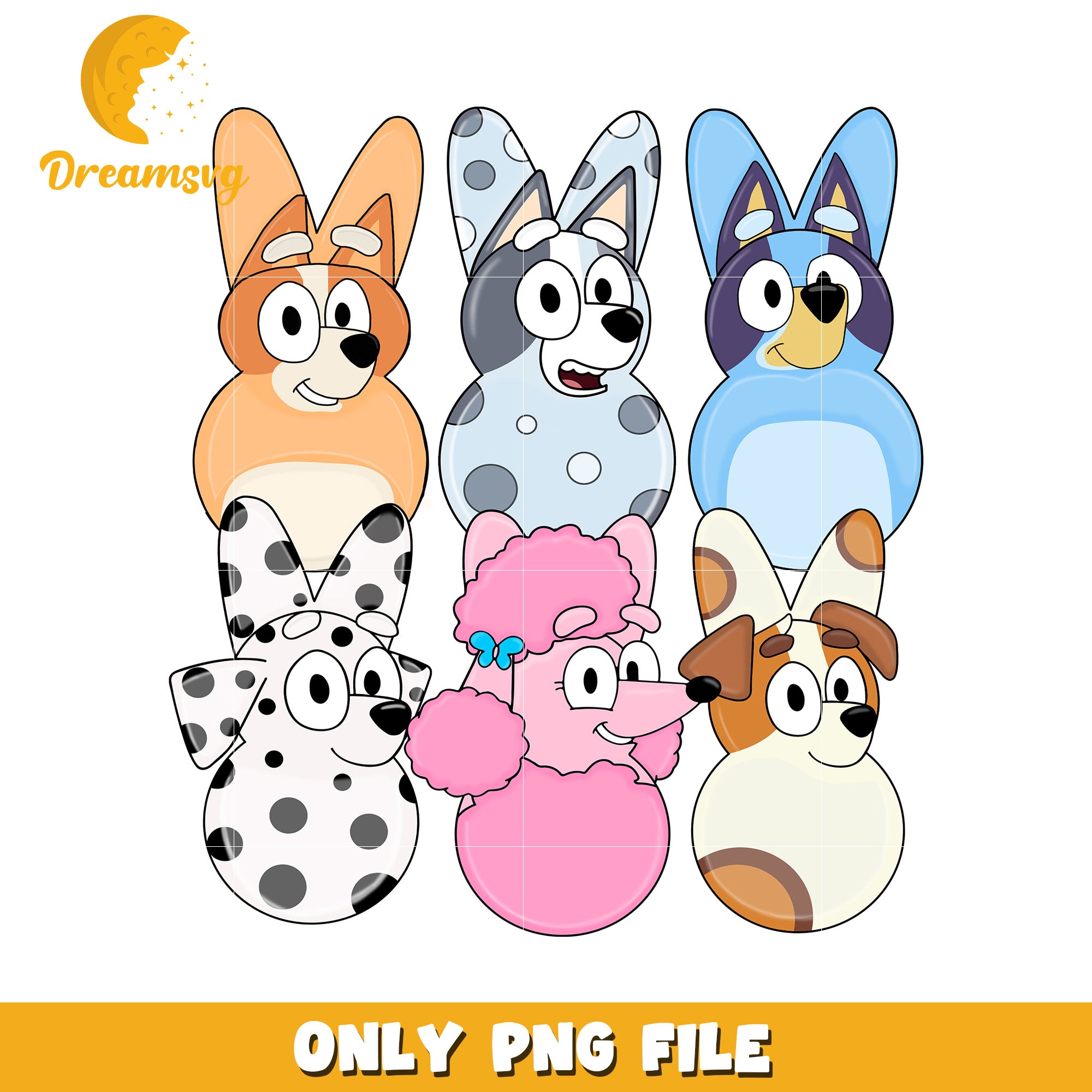 Bluey Characters PNG Cartoon Dogs – DreamSVG Store