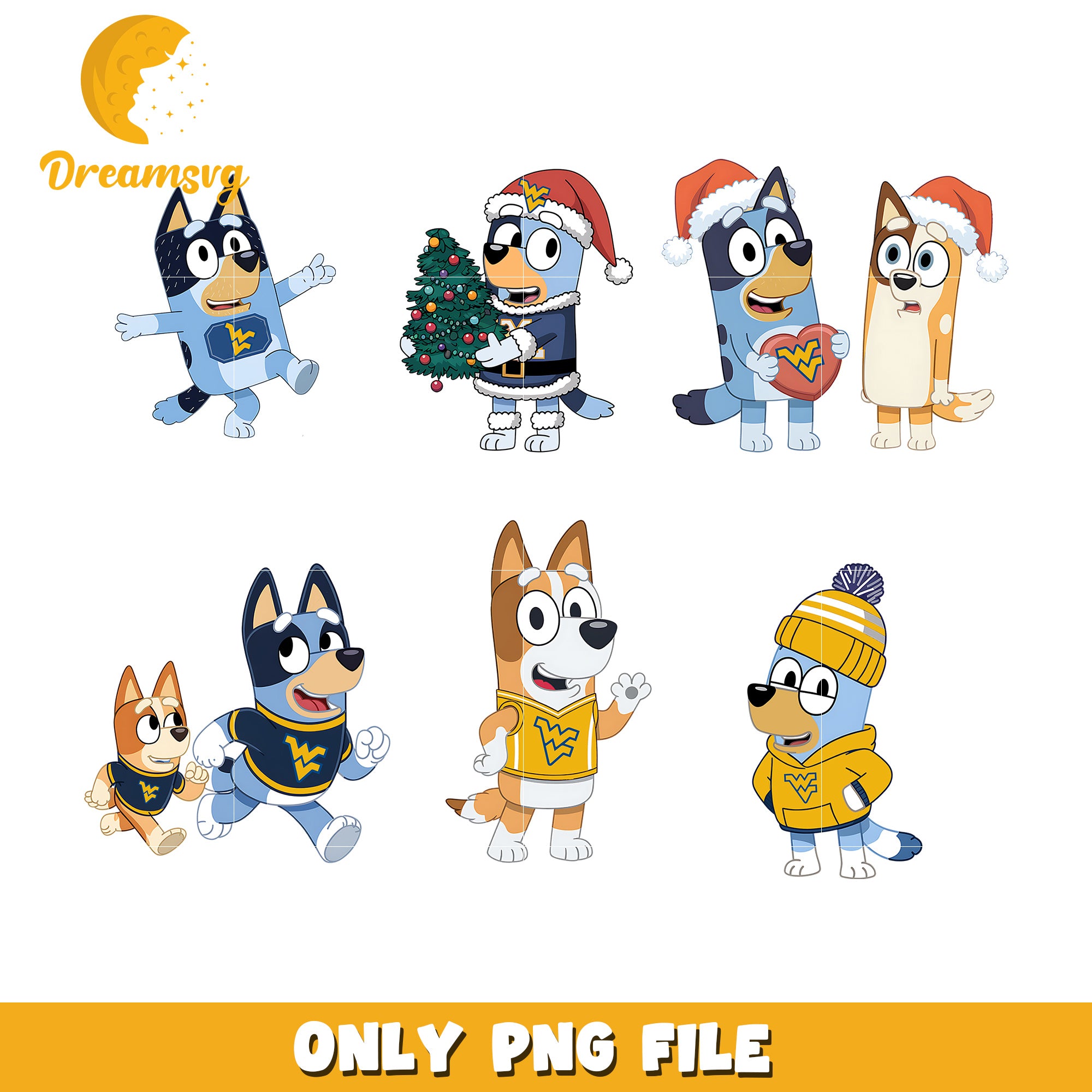 Bluey ncaa team bundle png, West Virginia Mountaineers png – DreamSVG Store