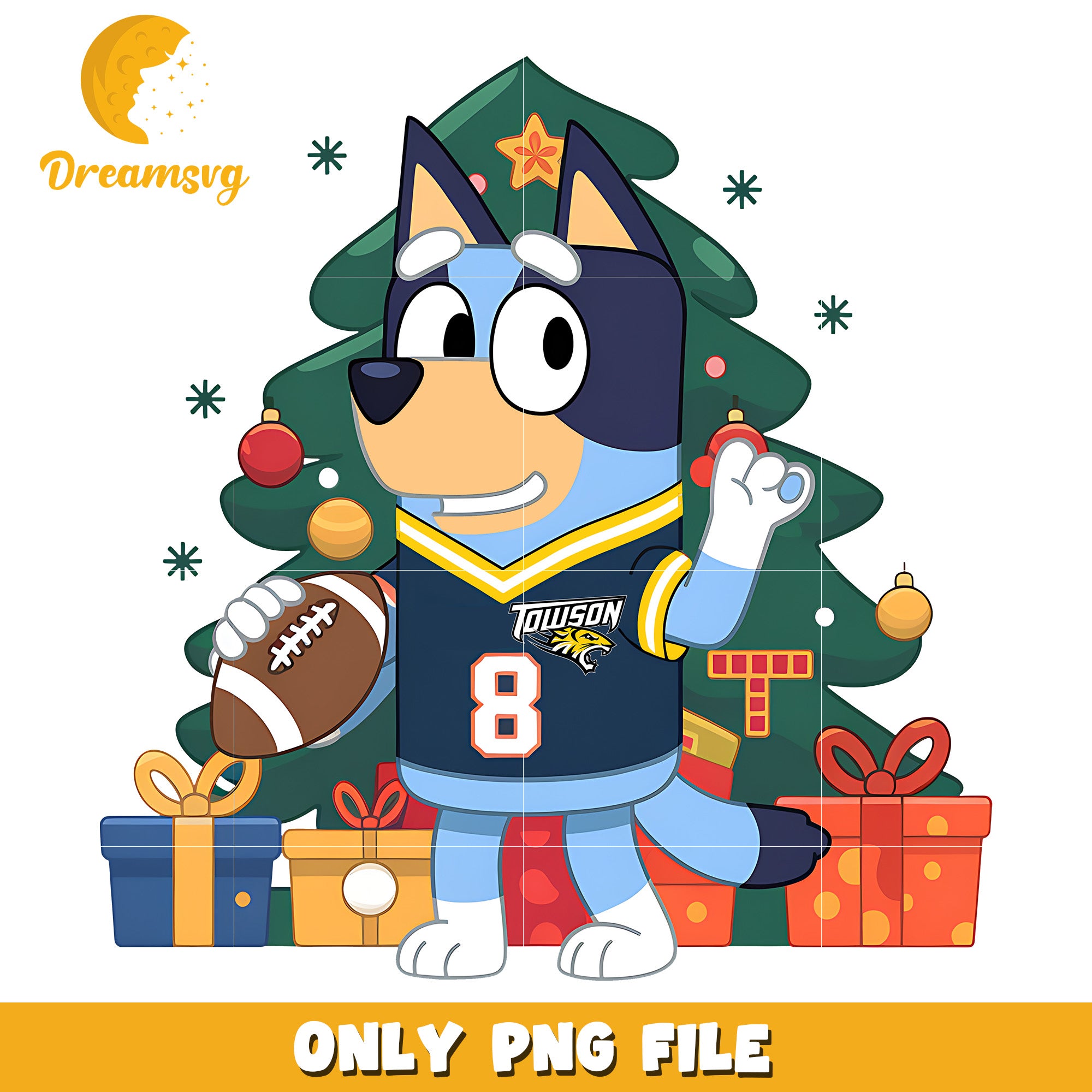 Bluey and christmas tree png, Towson Tigers png, ncaa png – DreamSVG Store