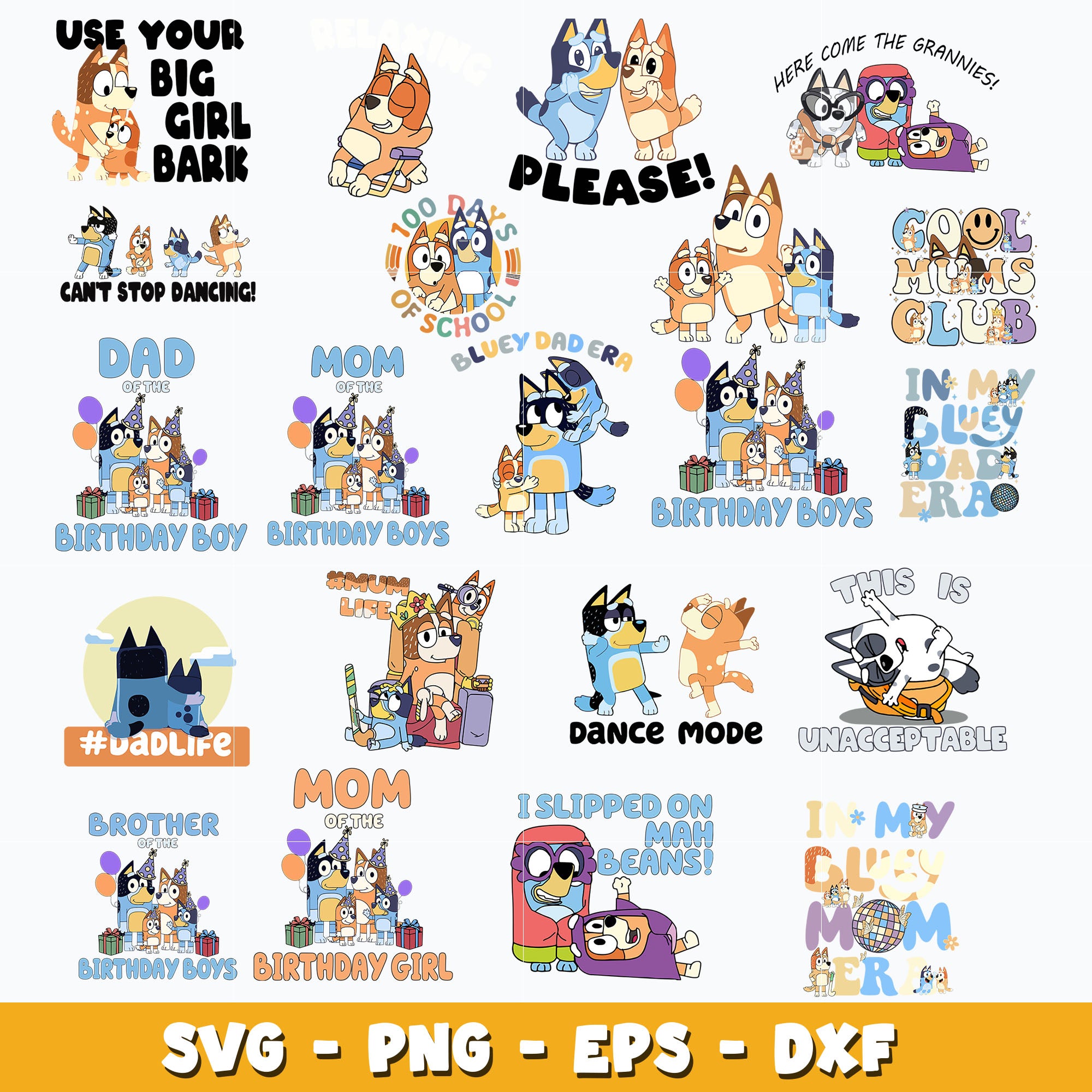 Bluey Family Bundle svg, Cartoon svg, Digital download – DreamSVG Store