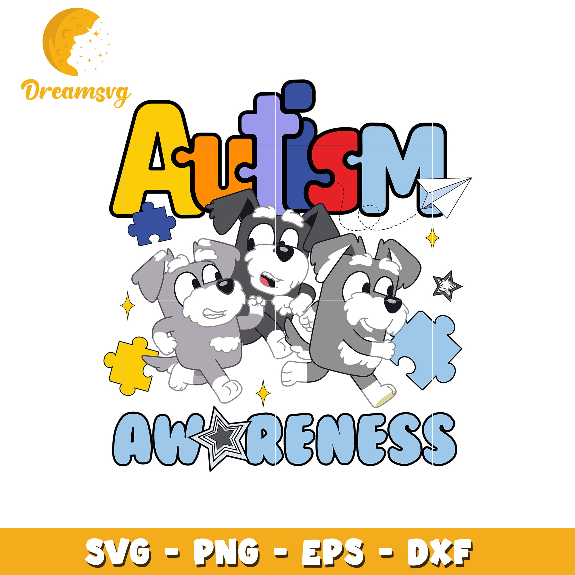 Bluey characters autism awareness svg, autism awareness day svg ...